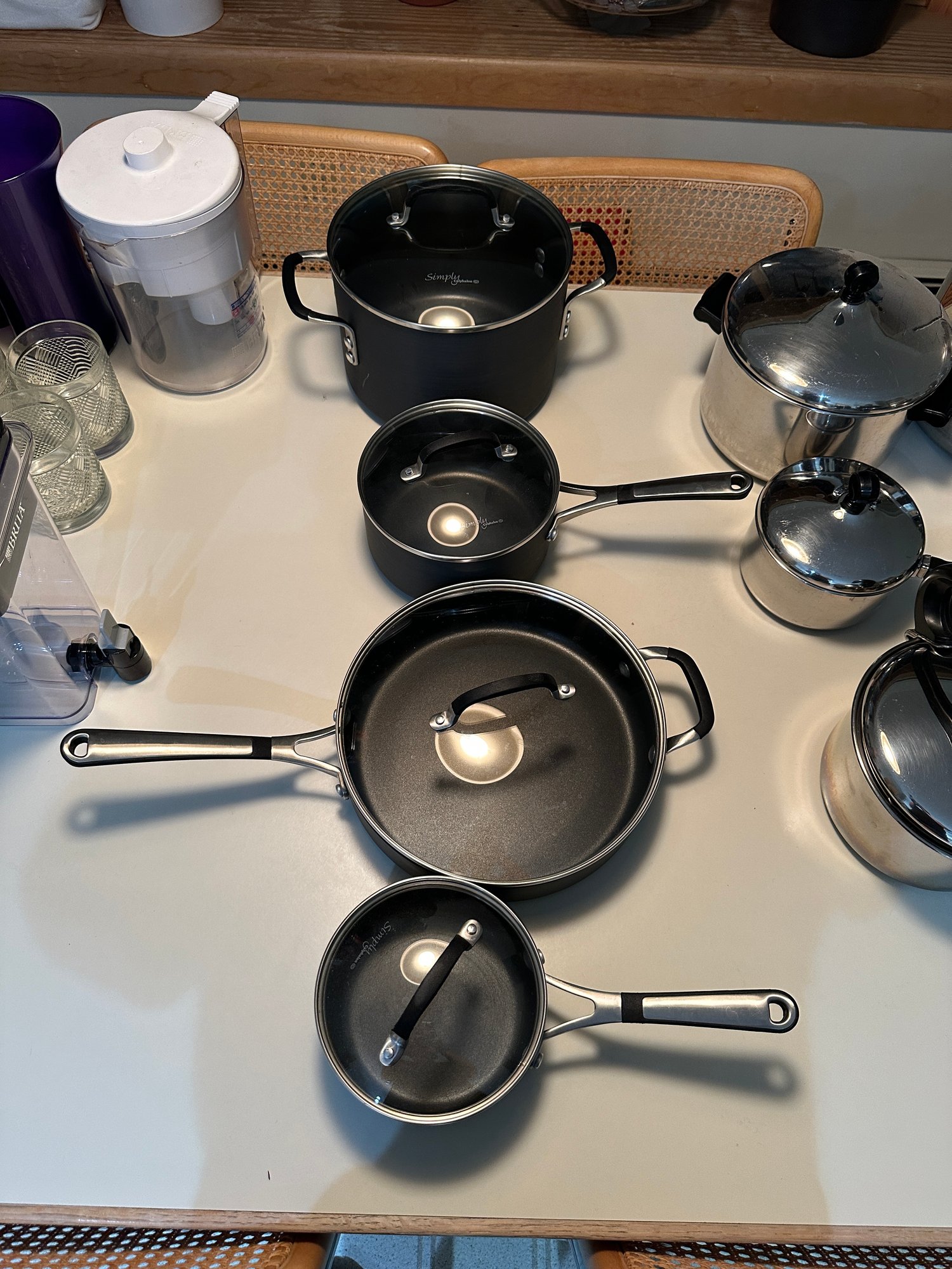 4 Sets Of Simply Calphalon Dutch Oven Stock Chili Pot W/Lid Non-Stick ...