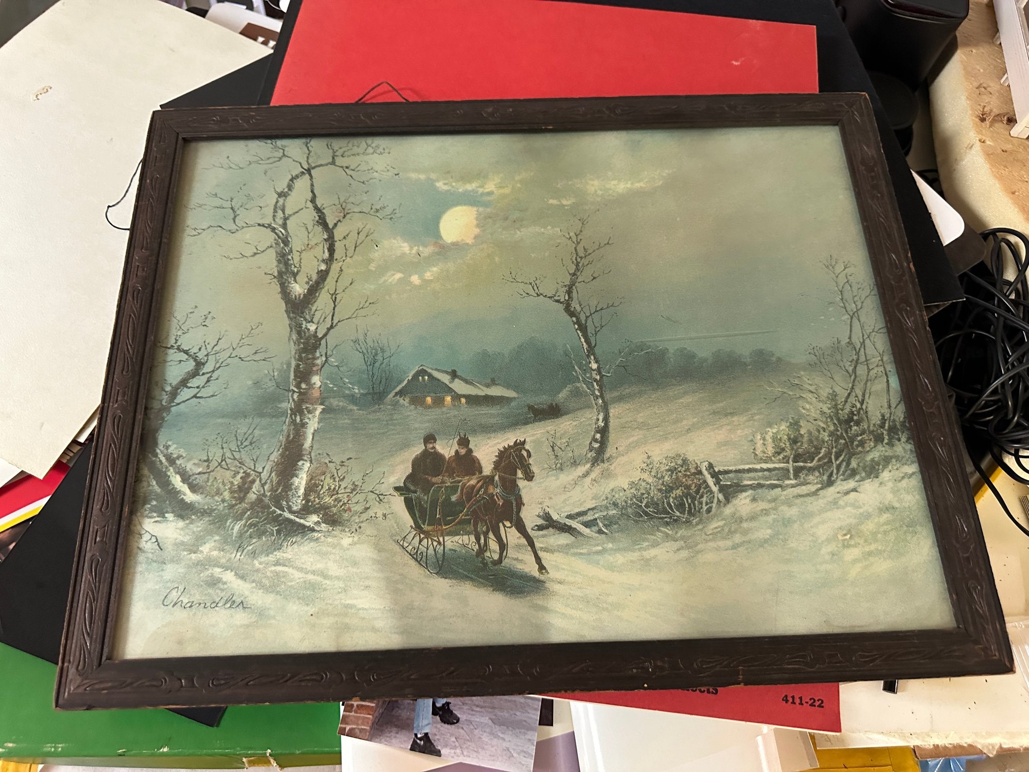 Winter Rural Scene Horse Sleigh William Chandler Art #14502 ...