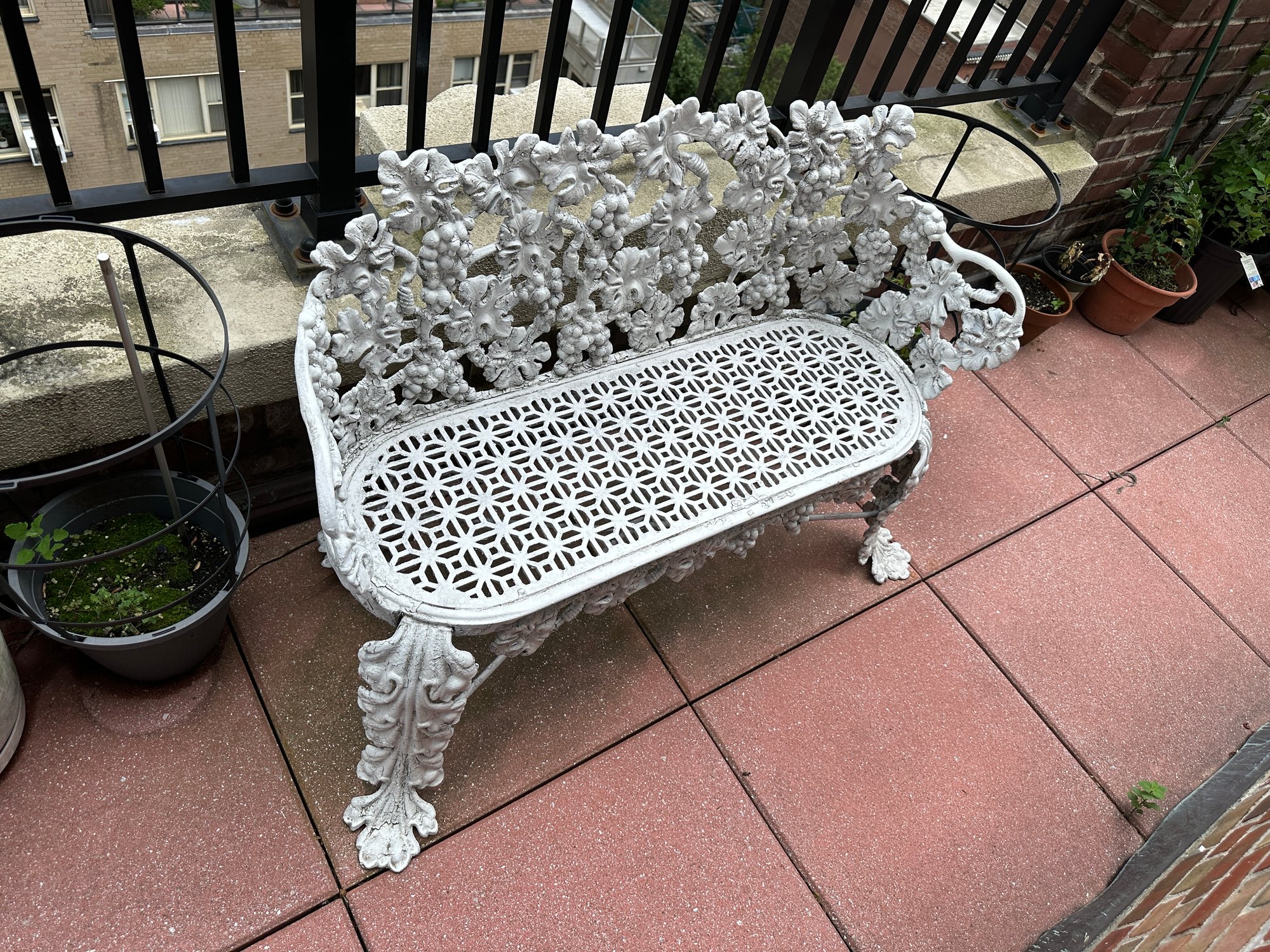 Antique Cast Iron? Victorian Grapevine Garden Bench (15.5" D X 14" L X ...