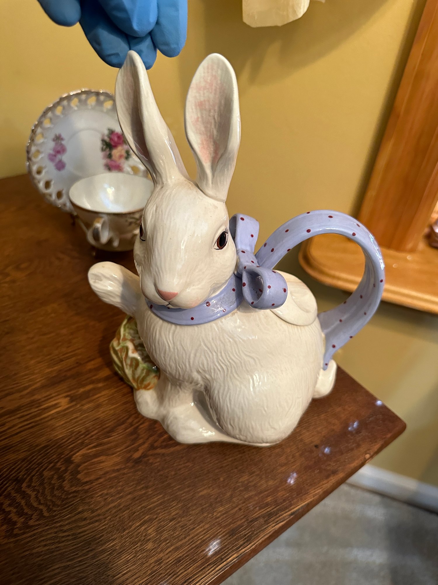 Vintage Hand-Painted Ceramic Teapot - Rabbit Floral Design #15161 ...