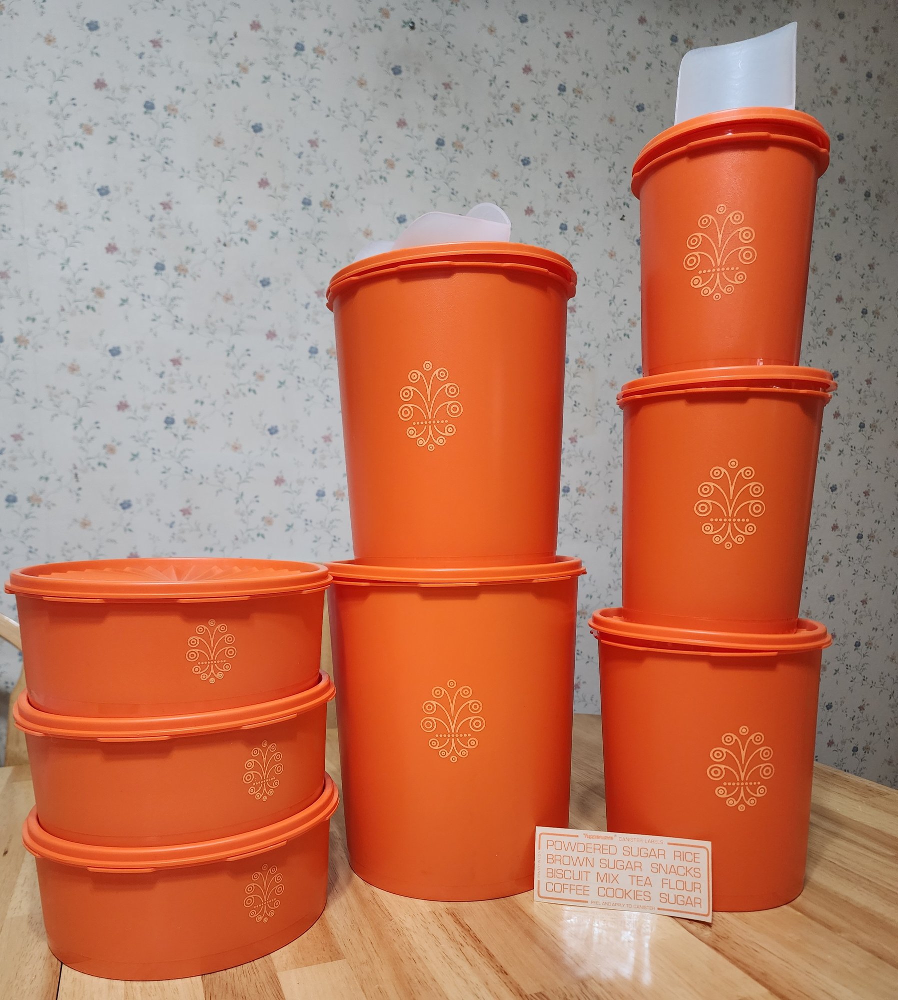 Brand New OLD STOCK TUPPERWARE Orange Canister Set With Original Labels ...