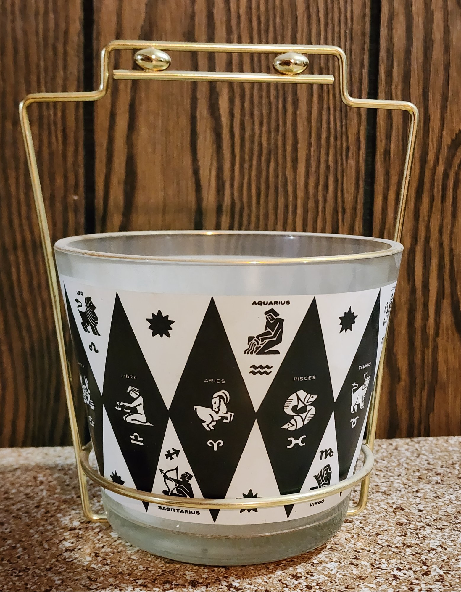 Mid Century Modern Glass ZODIAC SIGN Theme Ice Bucket System #22092 ...