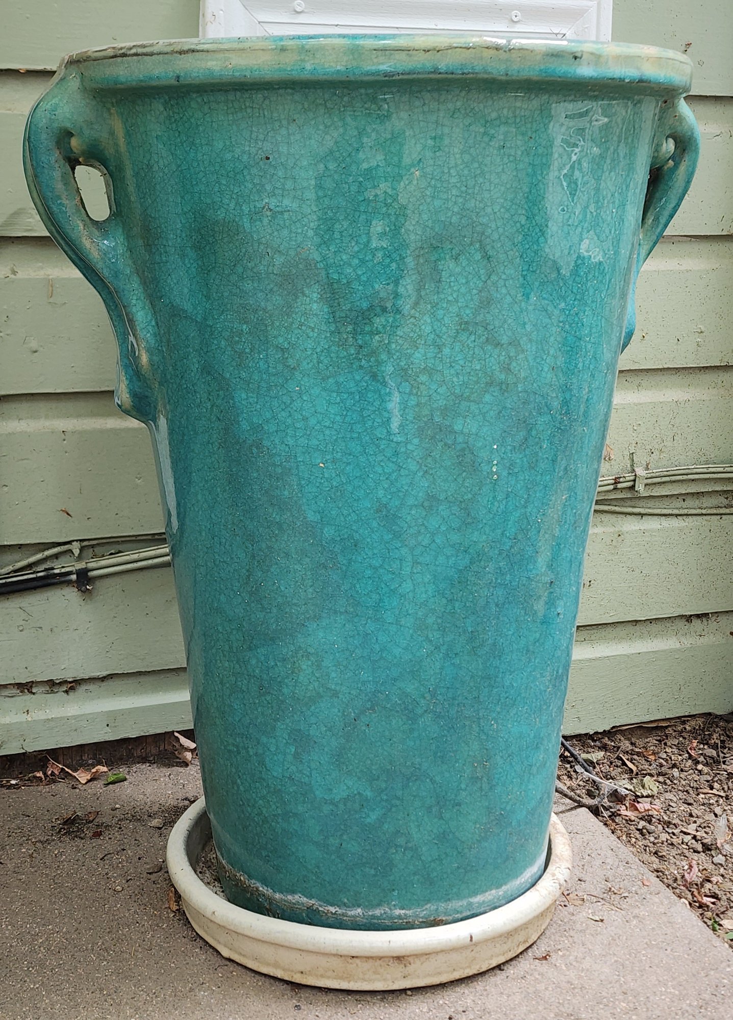 Large Tall Heavy Ceramic Planter Turquoise Color #1 #27234 ...