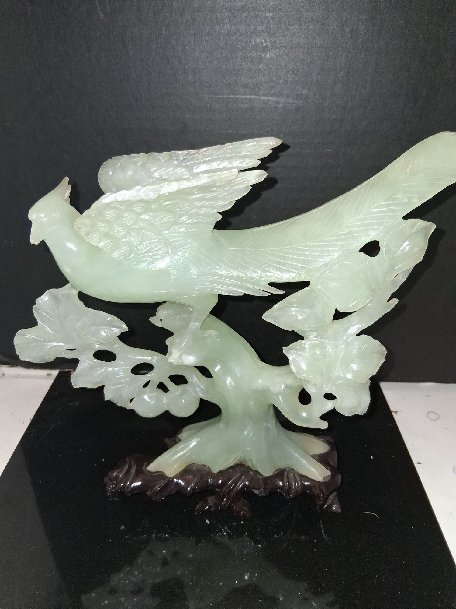 Stunning Vintage Hand Carved Chinese Jade Bird Sculpture #5561 ...
