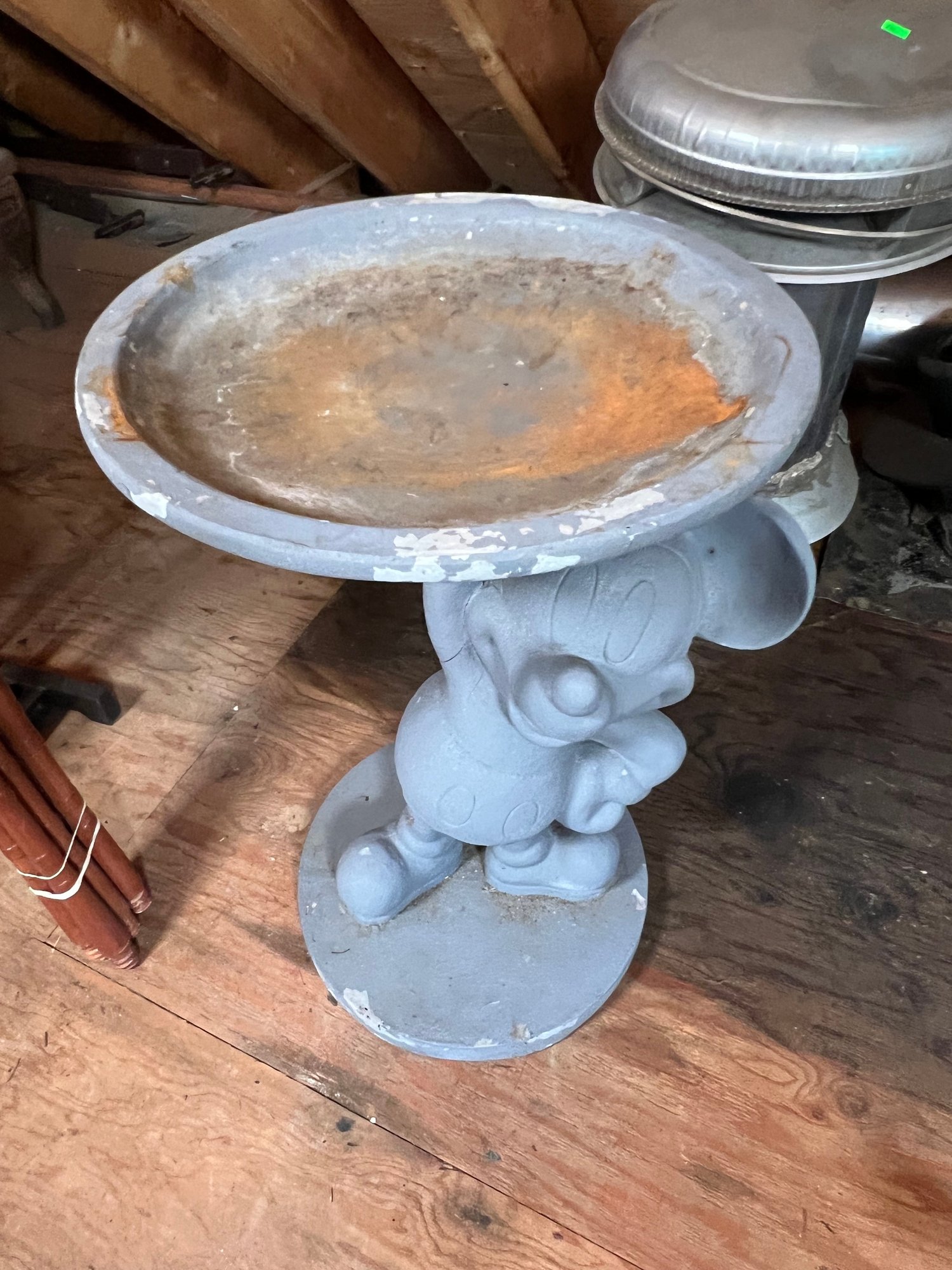 230 - MICKEY MOUSE BIRD BATH, HEAVY! SOME CONDITION ISSUES #26568 ...