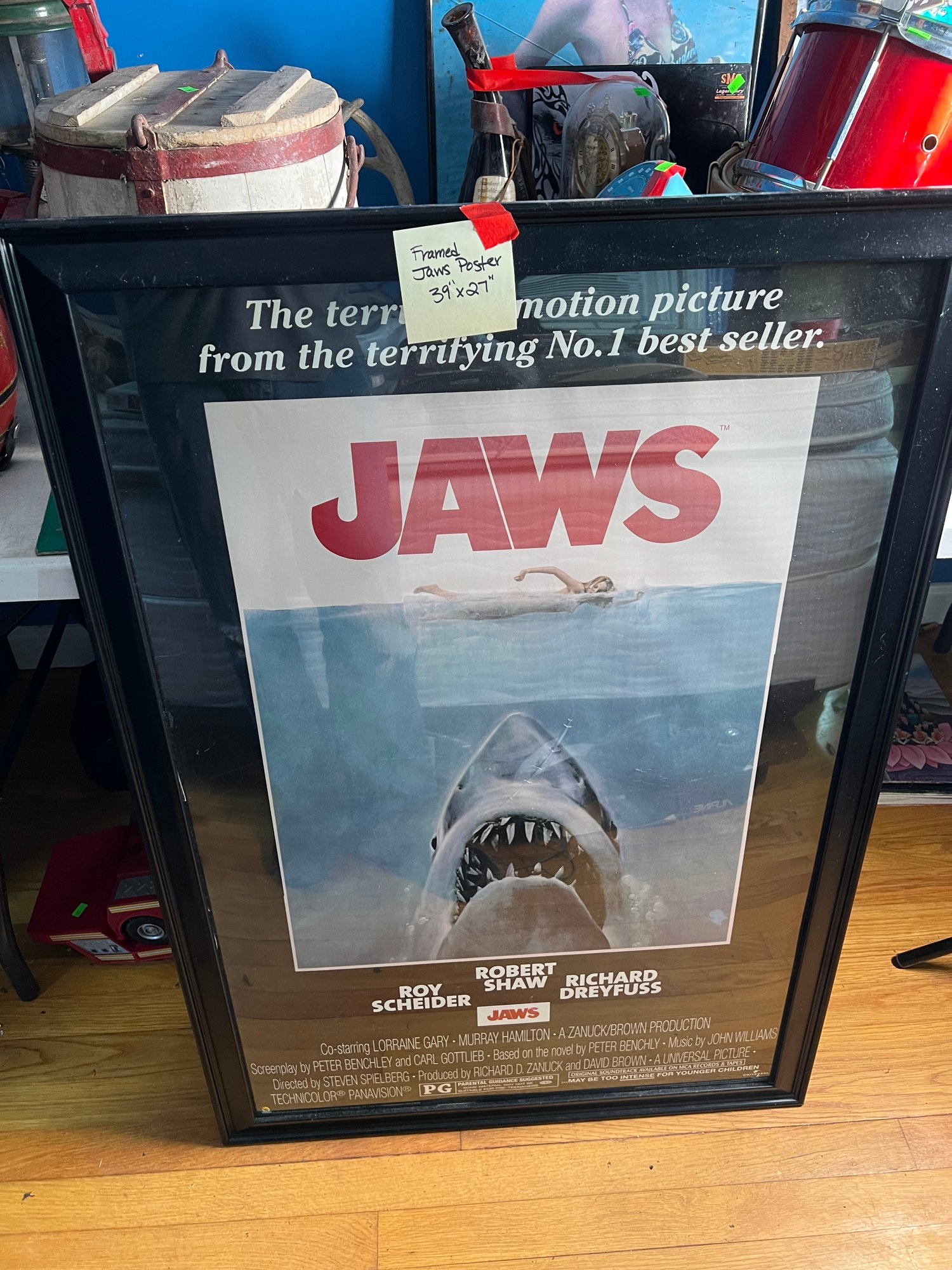 207 - FRAMED JAWS POSTER #29635 | Auctionninja.com