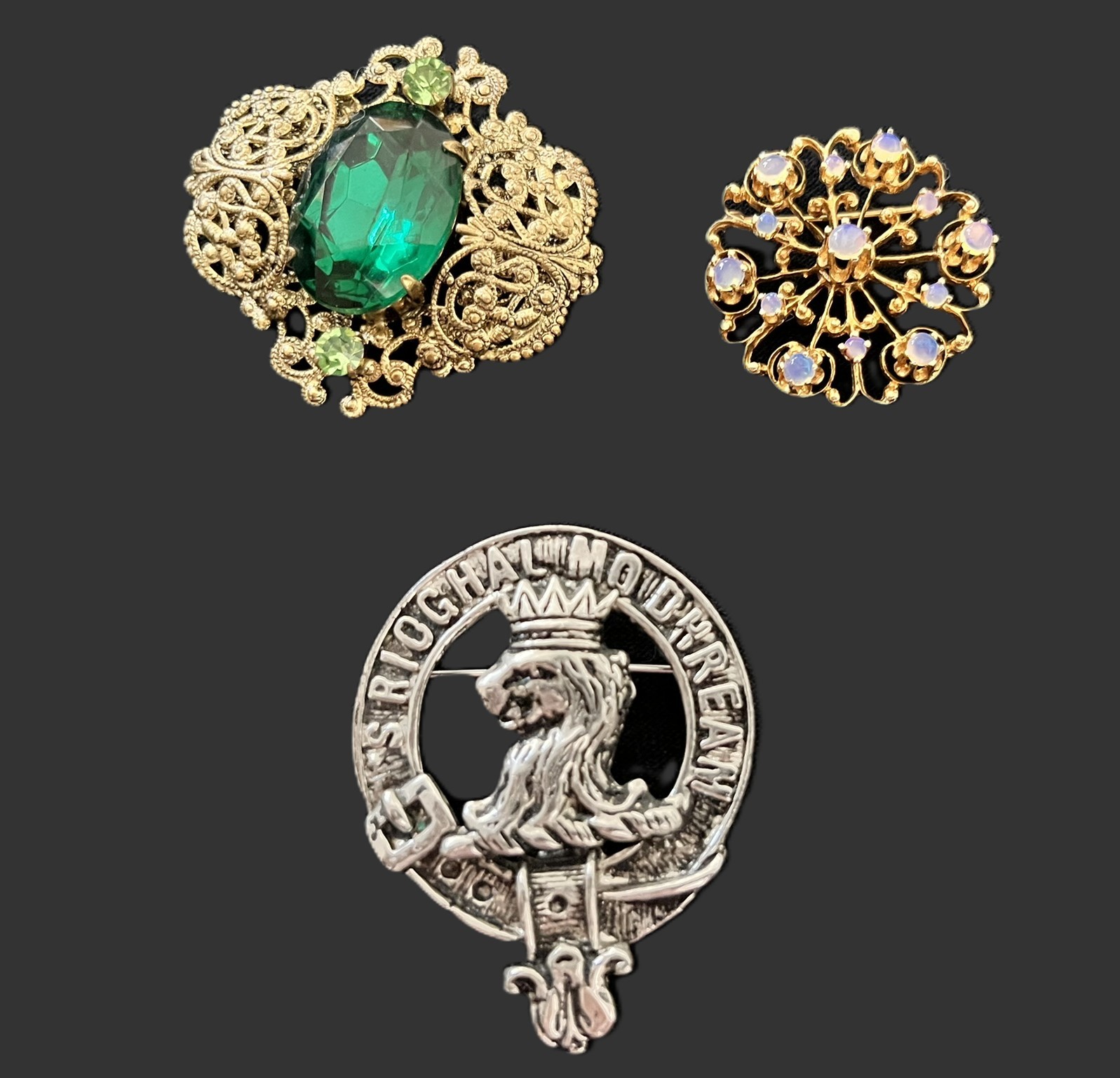Two Art Deco Brooches/Pins And A MacGregor Scottish Crest Brooch #1396 ...