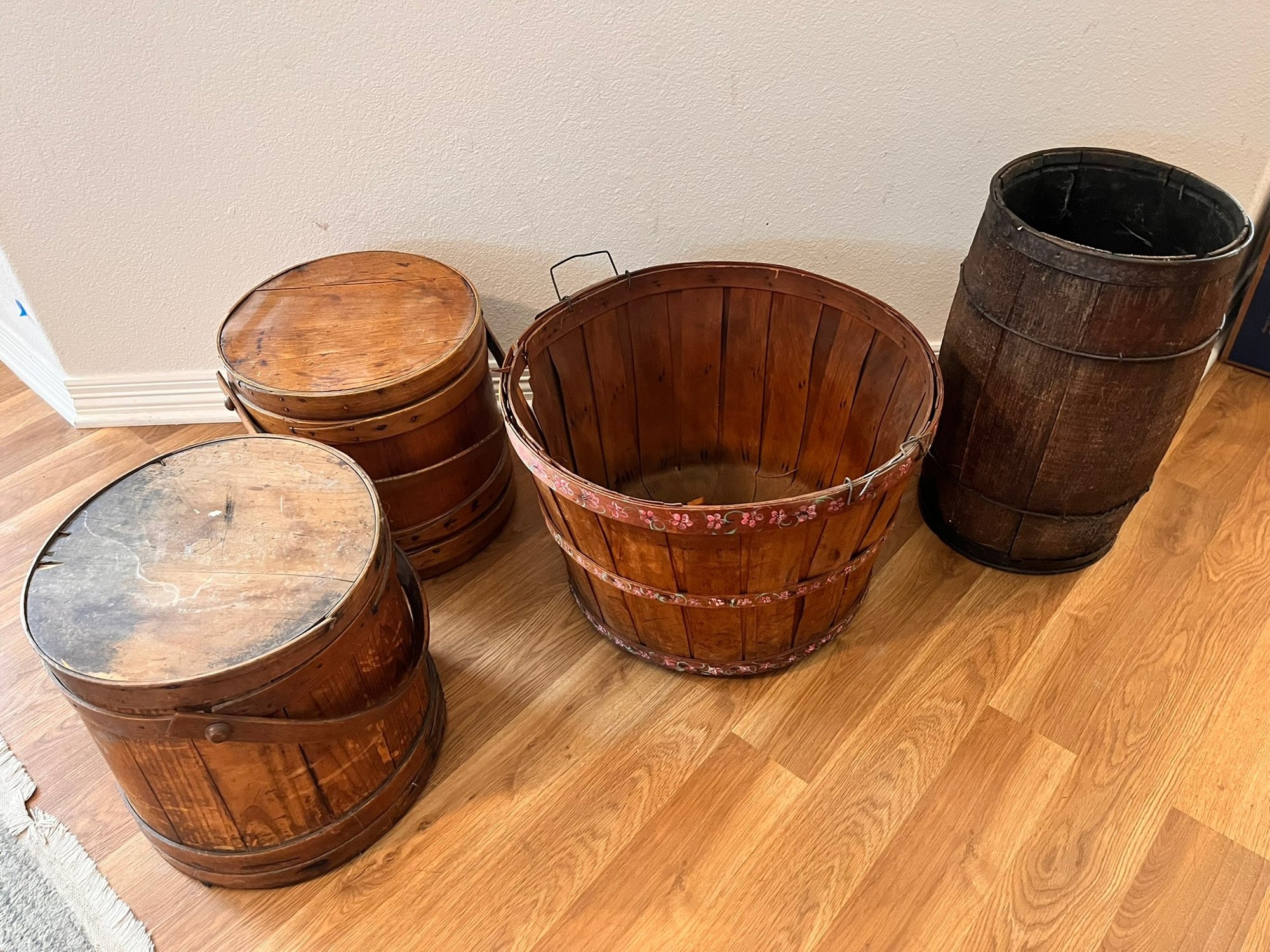 Sugar! Sugar! Two Firkin (sugar) Baskets, Wood Barrel And A Bushel ...