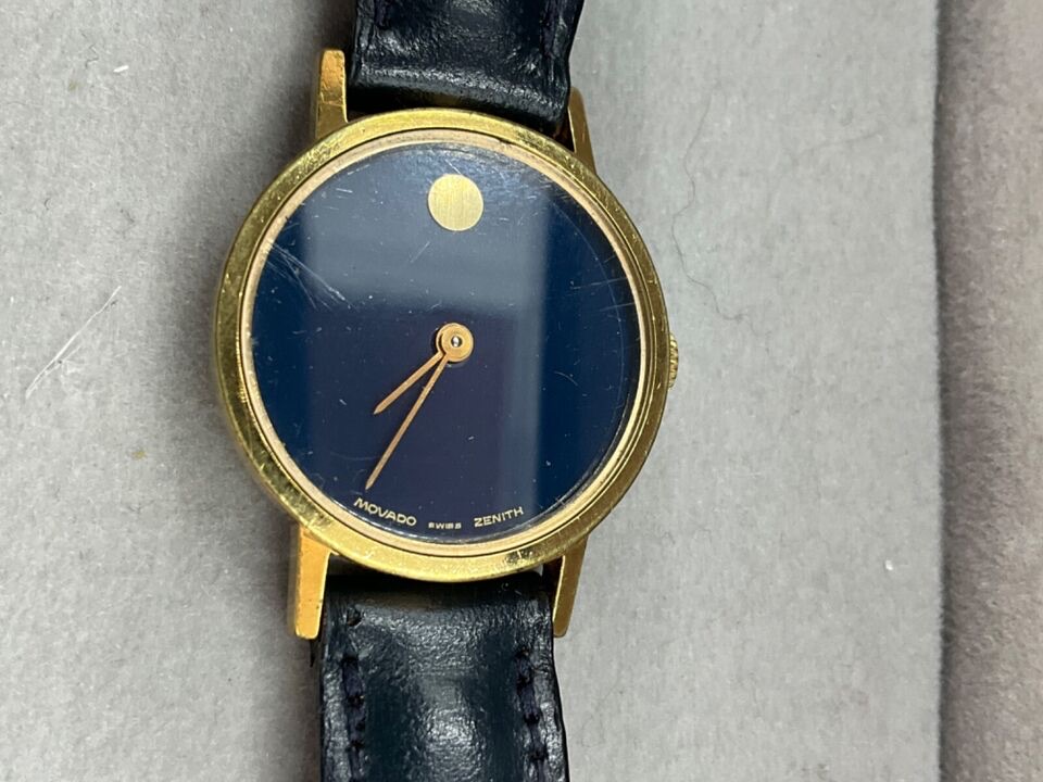 Movado Zenith Museum 200513357 Cobalt Blue Dial Leather Band Wrist ...