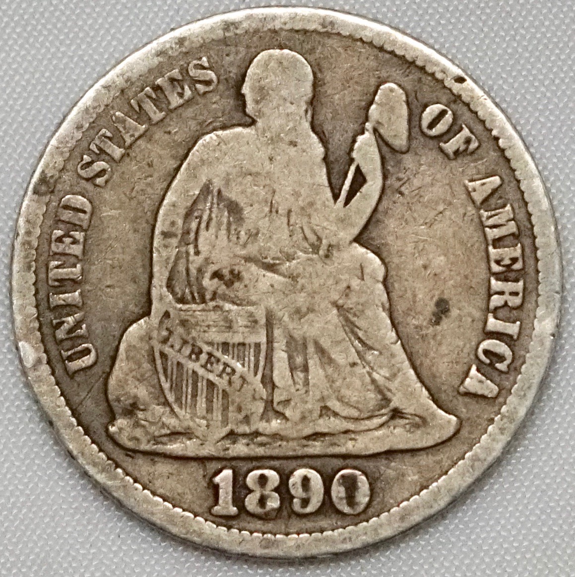 1890-S Seated Liberty Dime (10c) #1355 | Auctionninja.com