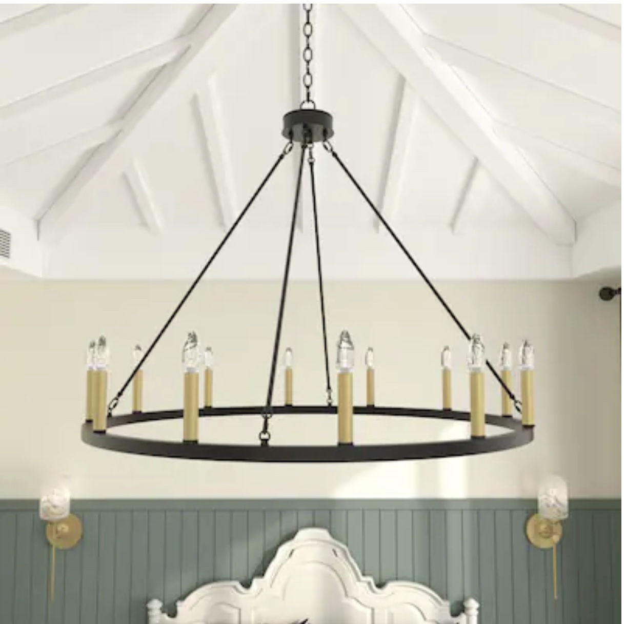 *Brand New * ACROMA Agen 12 -Light Matte Black Farmhouse Bare Bulb ...