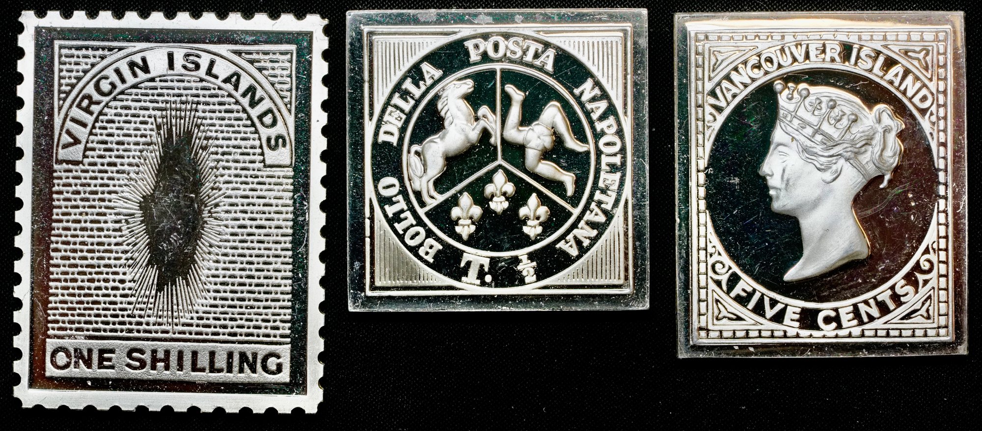 Lot Of 3 Sterling Sliver Postage Stamps #2634 | Auctionninja.com