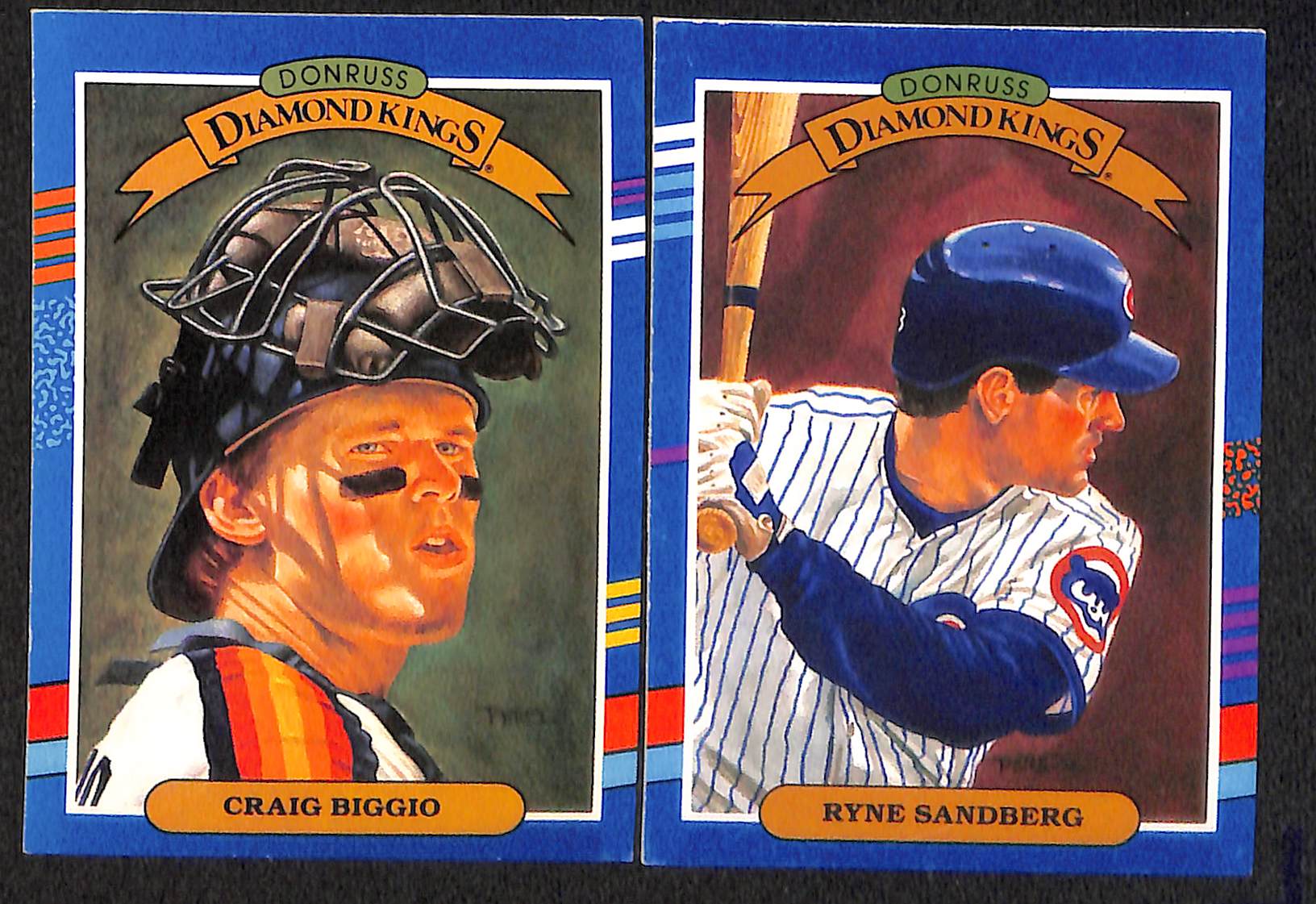 1990 Leaf Donruss {Diamond Kings}: Craig Biggio & Ryne Sandberg {2 Hall ...