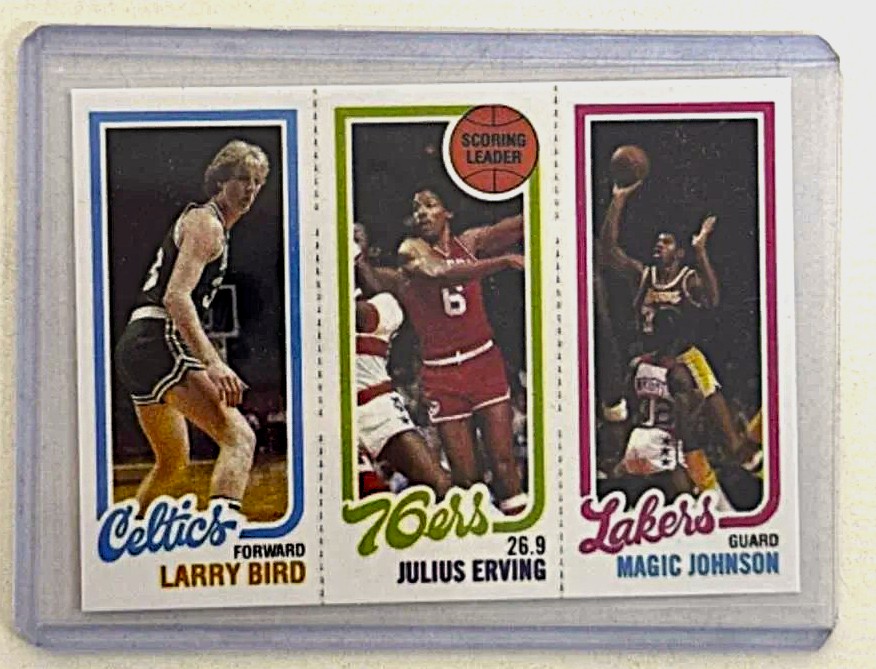 1980-81 Topps: Larry Bird {RC}, Julius Erving & Magic Johnson {RC} #7210 | Auctionninja.com