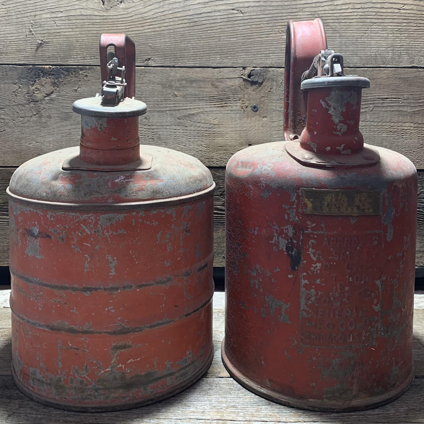 Vintage Galvanized Metal, 1 Gallon Gas Cans (2), Red #2756 ...