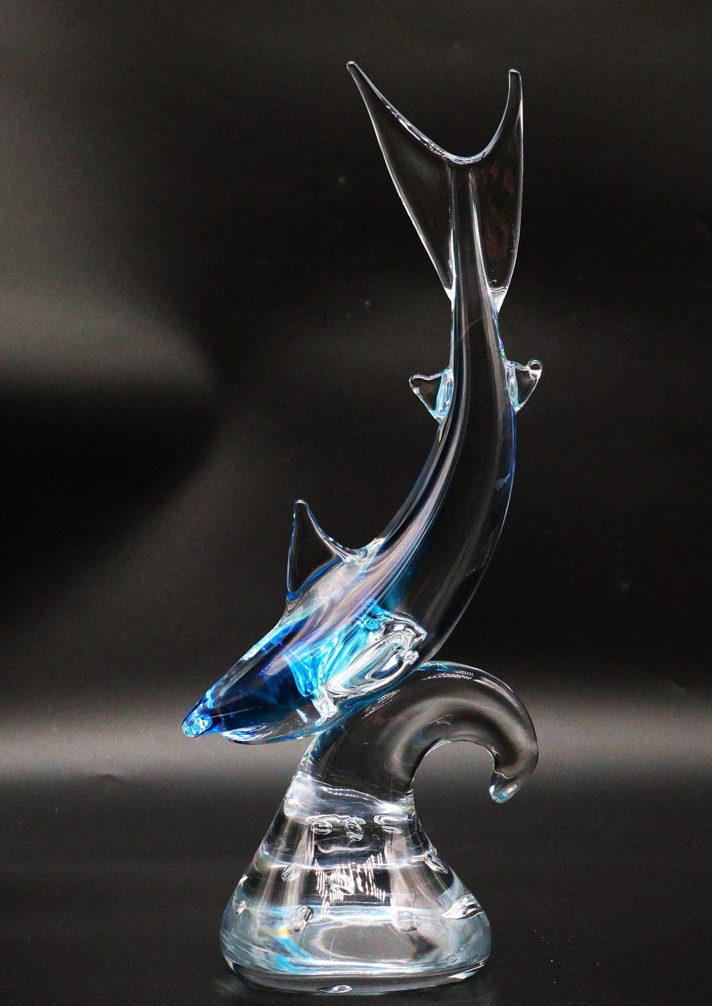 Vintage Large Signed Crystal Shark On A Wave- Shippable #19156 ...