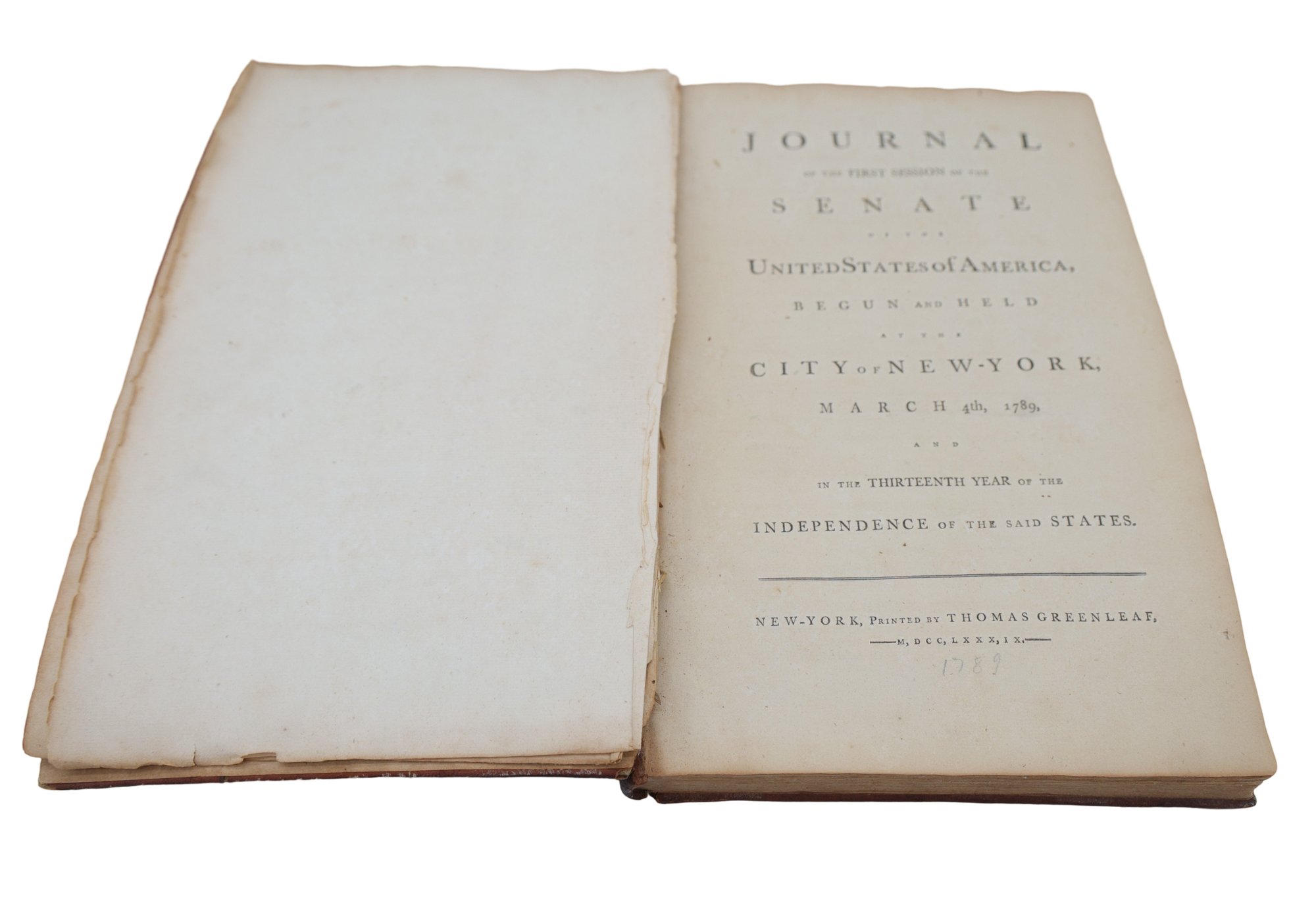 RARE JOURNAL OF THE FIRST SESSION OF THE SENATE OF THE US OF AMERICA C ...