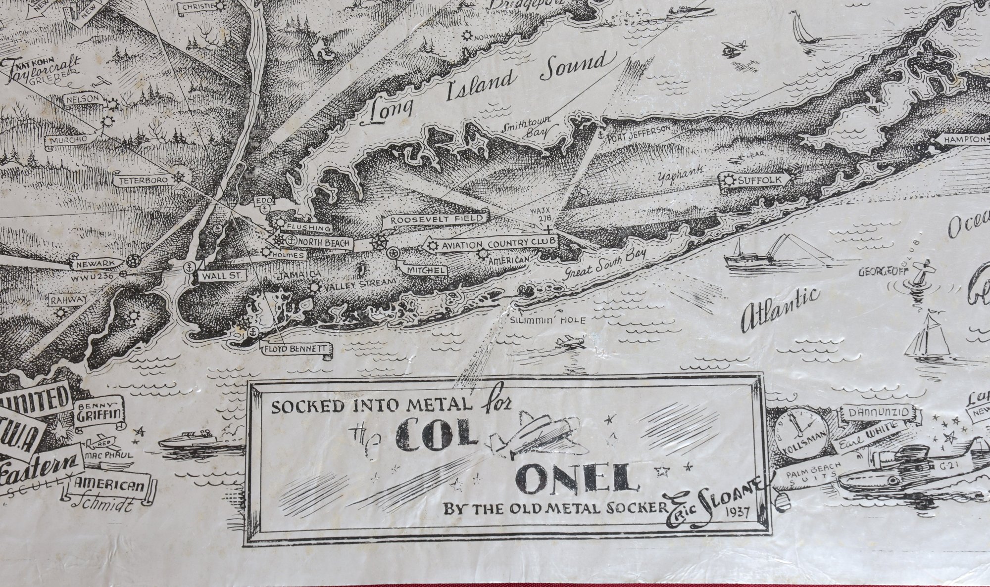 Eric Sloane's Long Island AIrfields Foil Map, 1937 Few Remain ...
