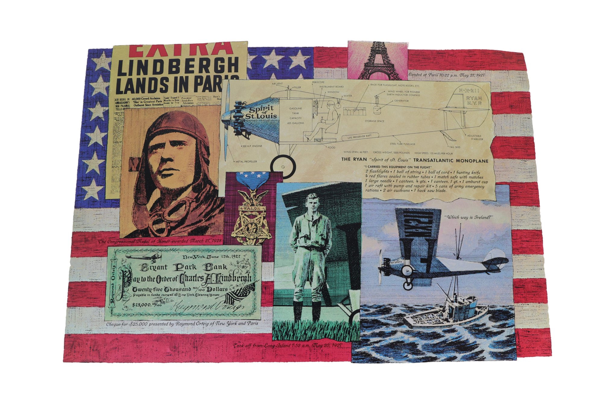 Vintage Poster Lindbergh's Flights Shippable #18124 | Auctionninja.com