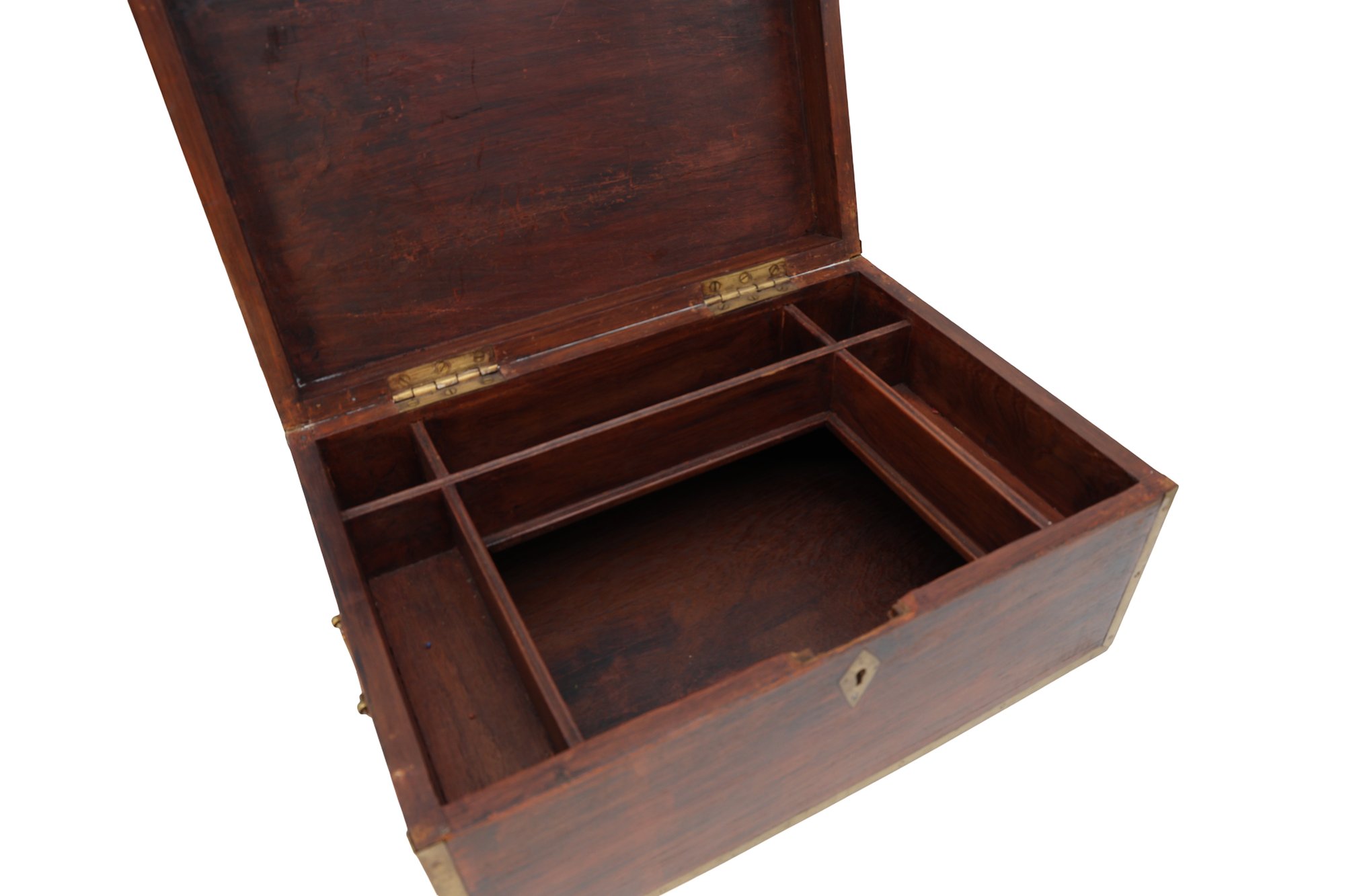 Large Antique Wooden Box With Brass Inlay And Handles- Shippable #18906 ...