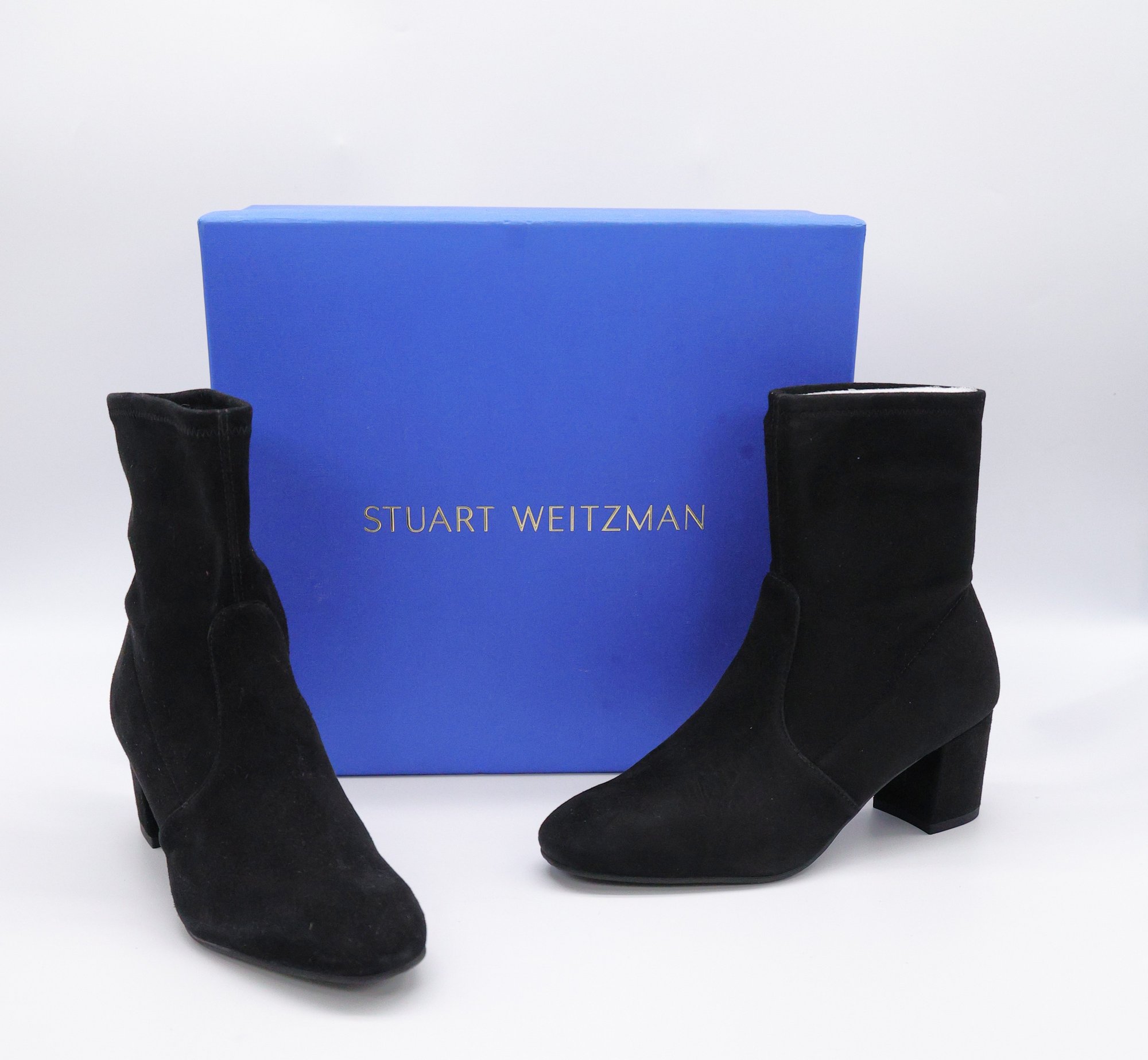 Stuart Weitzman Black Suede Boots With Original Box -shippable #19069 ...