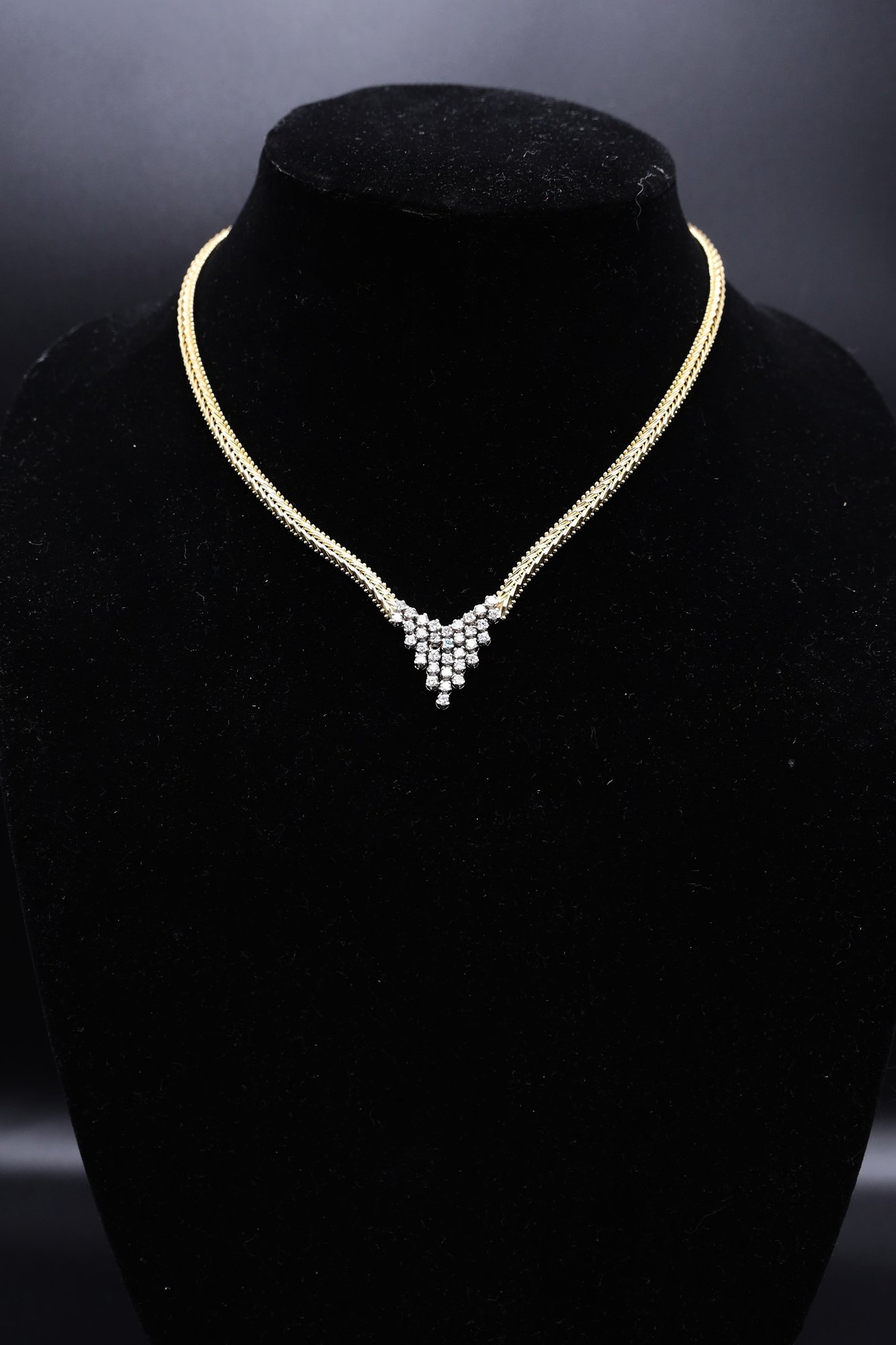 14k Yellow Gold Elegant Riccio V Necklace With Natural Diamonds #17080 ...