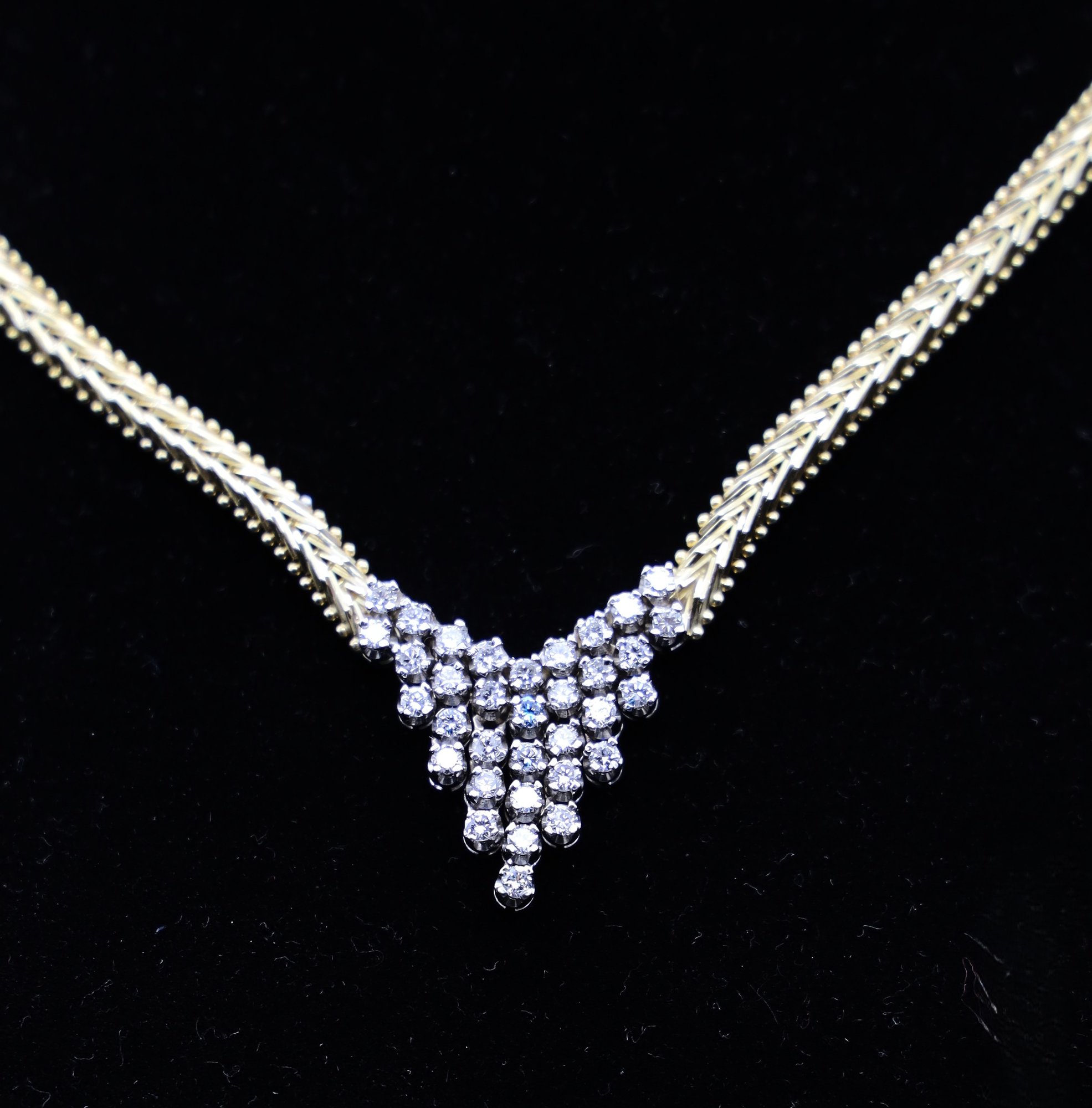 14k Yellow Gold Elegant Riccio V Necklace With Natural Diamonds #17080 ...