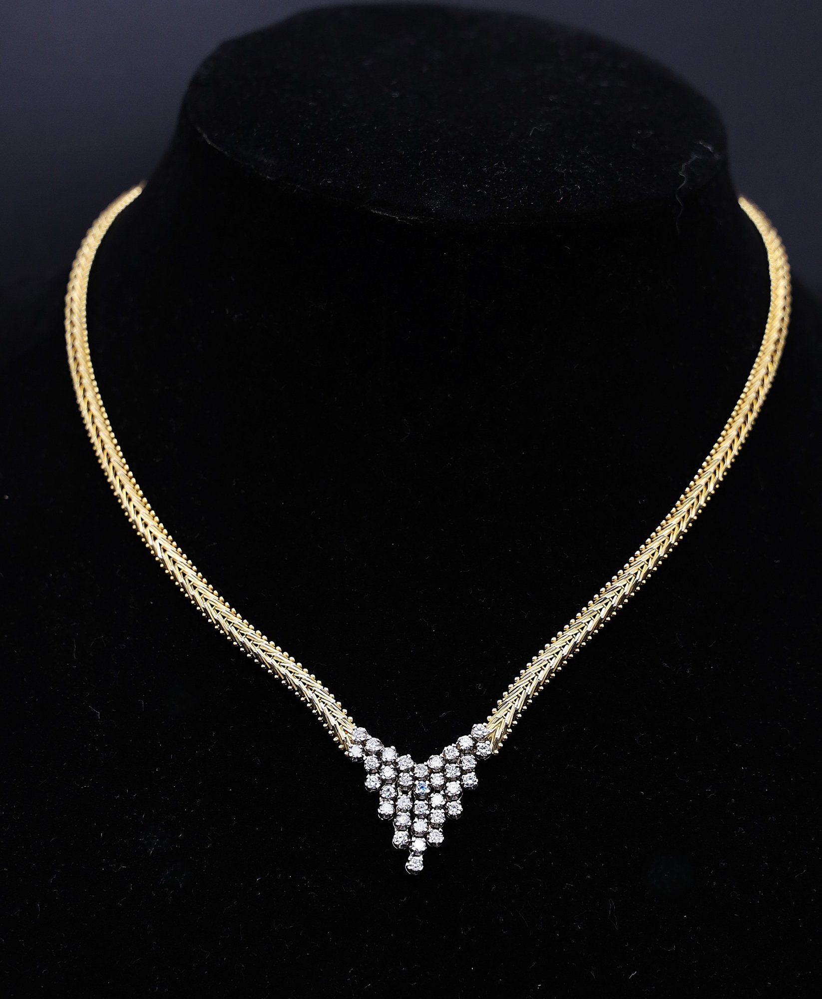 14k Yellow Gold Elegant Riccio V Necklace With Natural Diamonds #17080 ...