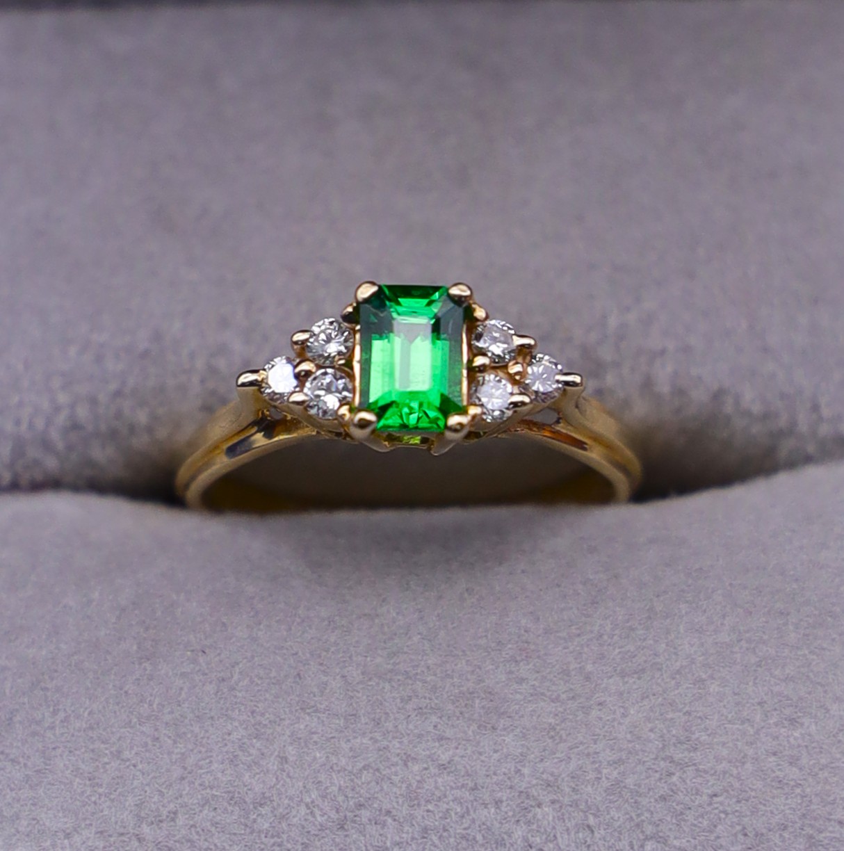 14k Yellow Gold With Emerald Cut Tsavorite And Natural Diamonds #17121 ...