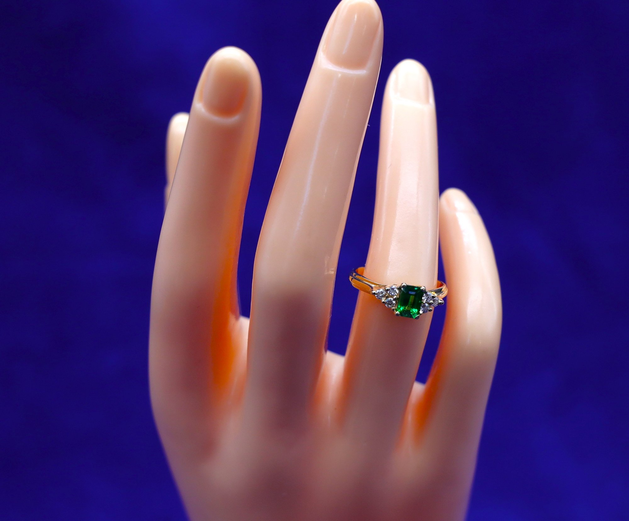 14k Yellow Gold With Emerald Cut Tsavorite And Natural Diamonds #17121 ...