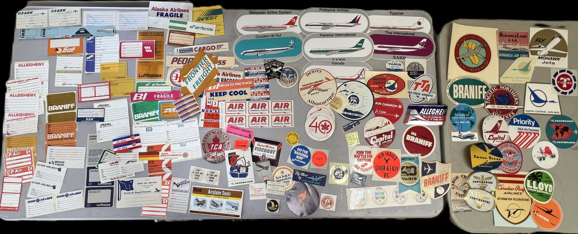 Large Vintage Collection Of Commercial Airline Stickers- Shippable ...