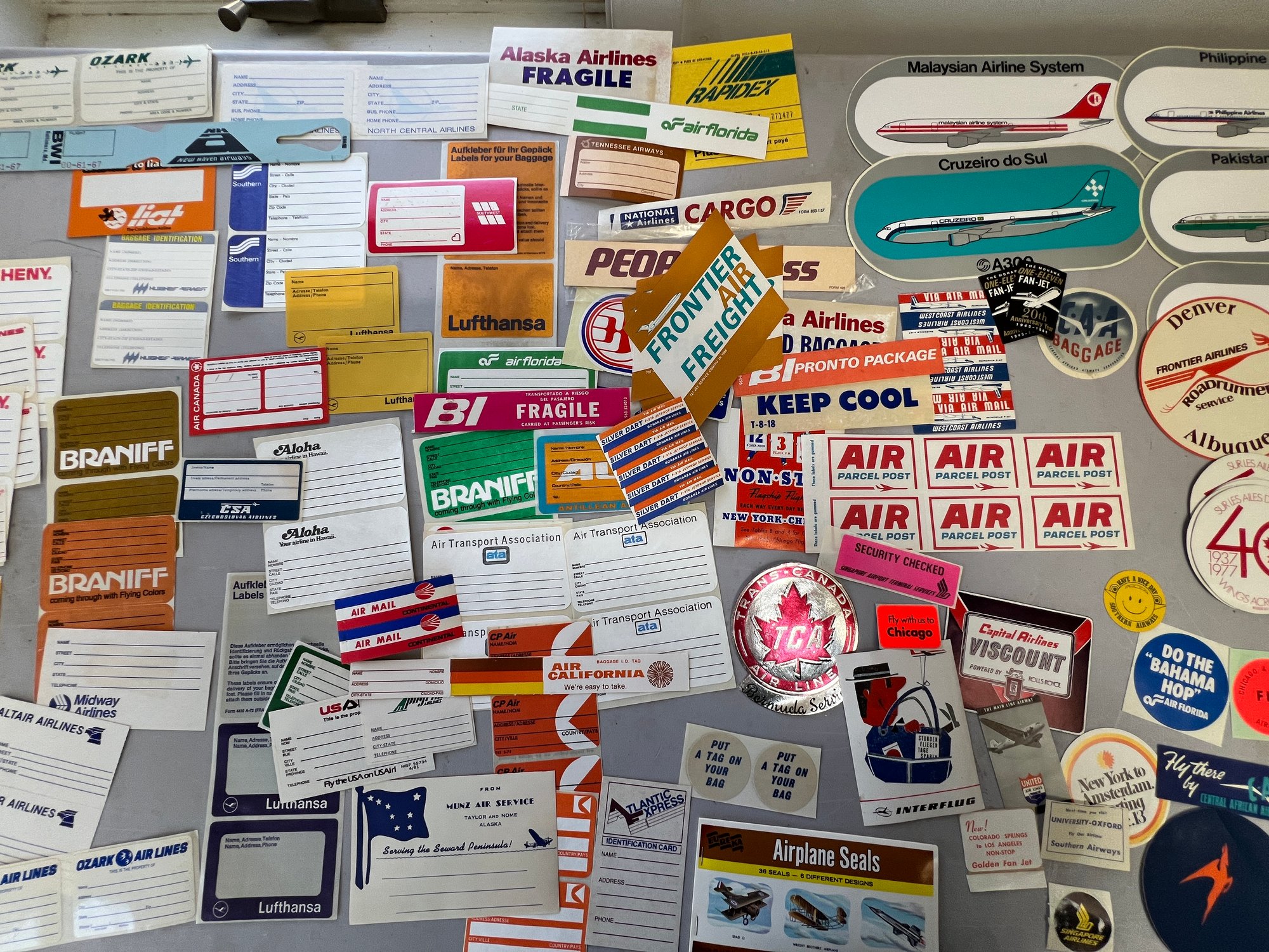 Large Vintage Collection Of Commercial Airline Stickers- Shippable ...