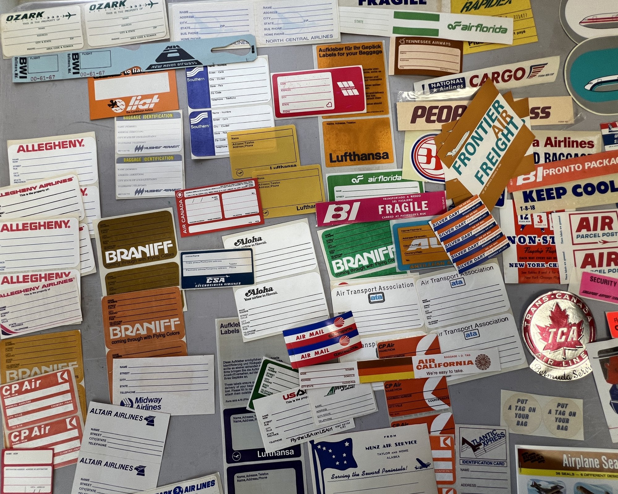 Large Vintage Collection Of Commercial Airline Stickers- Shippable ...