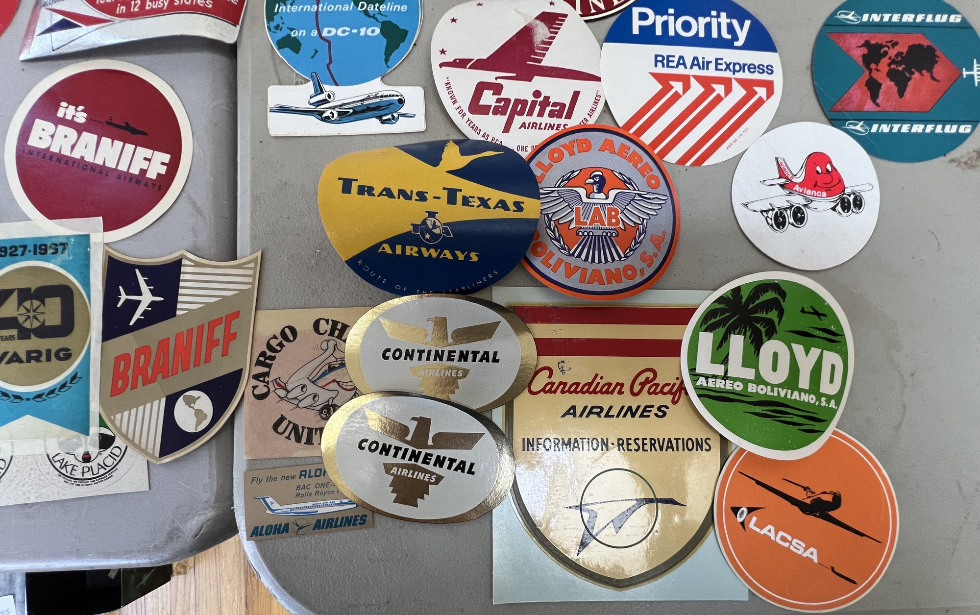 Large Vintage Collection Of Commercial Airline Stickers- Shippable ...