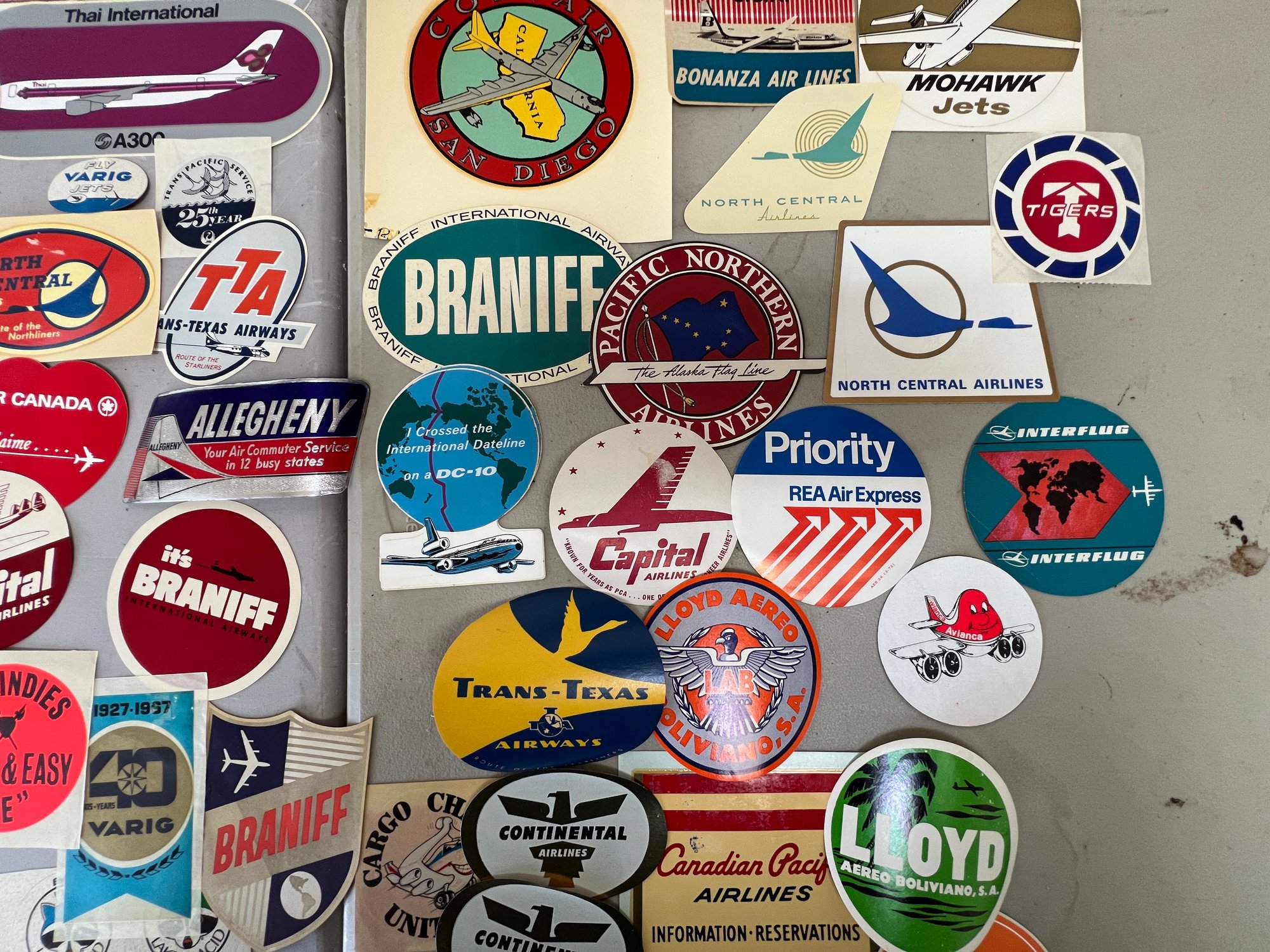 Large Vintage Collection Of Commercial Airline Stickers- Shippable ...