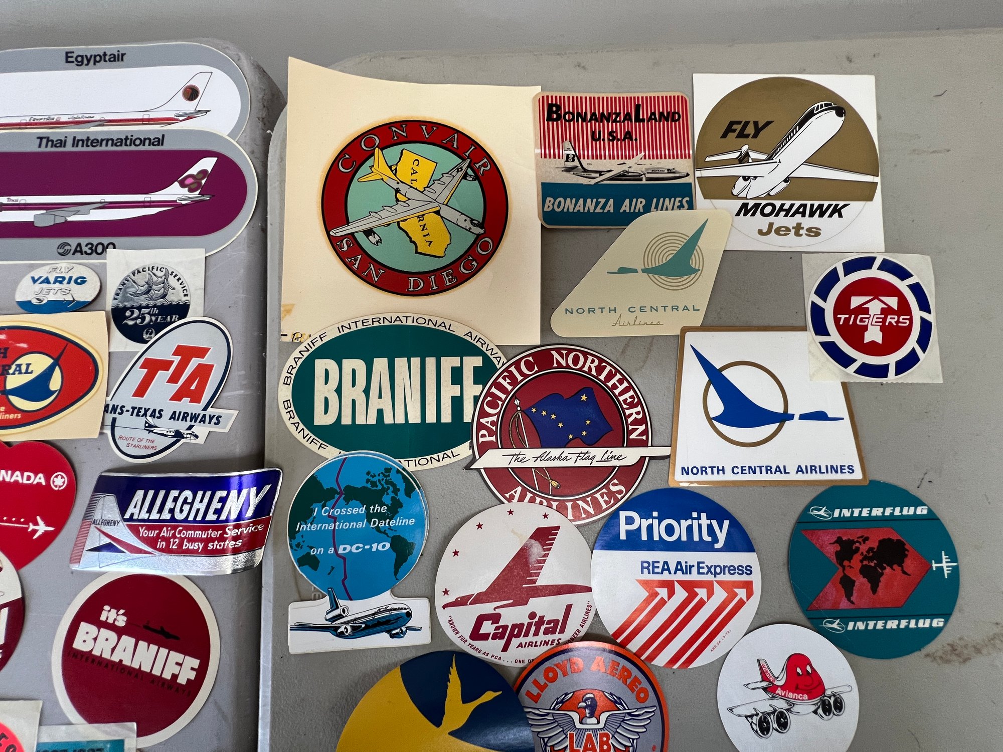 Large Vintage Collection Of Commercial Airline Stickers- Shippable ...