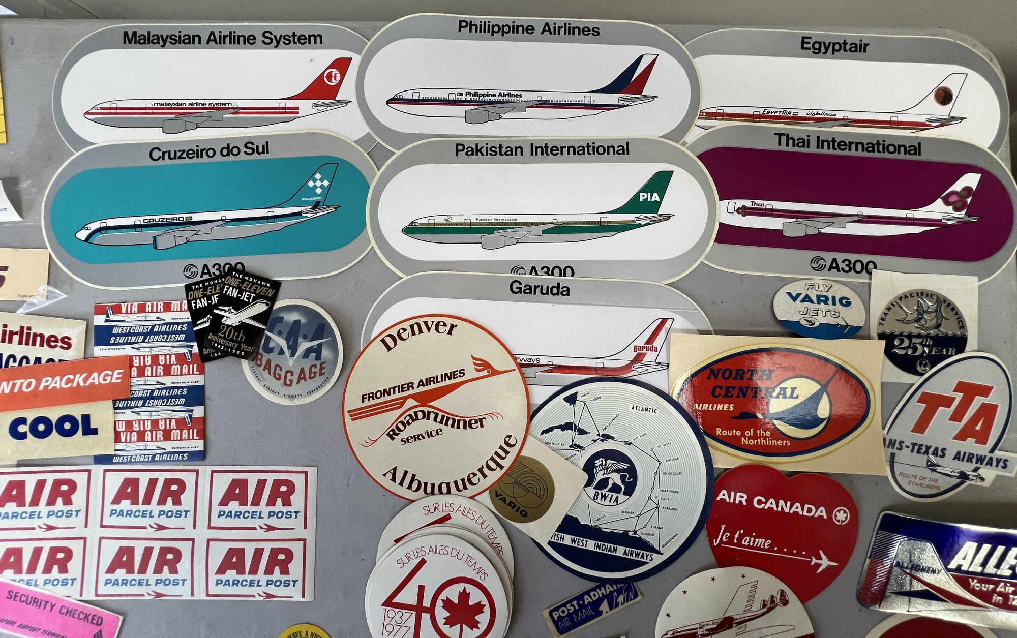Large Vintage Collection Of Commercial Airline Stickers- Shippable ...