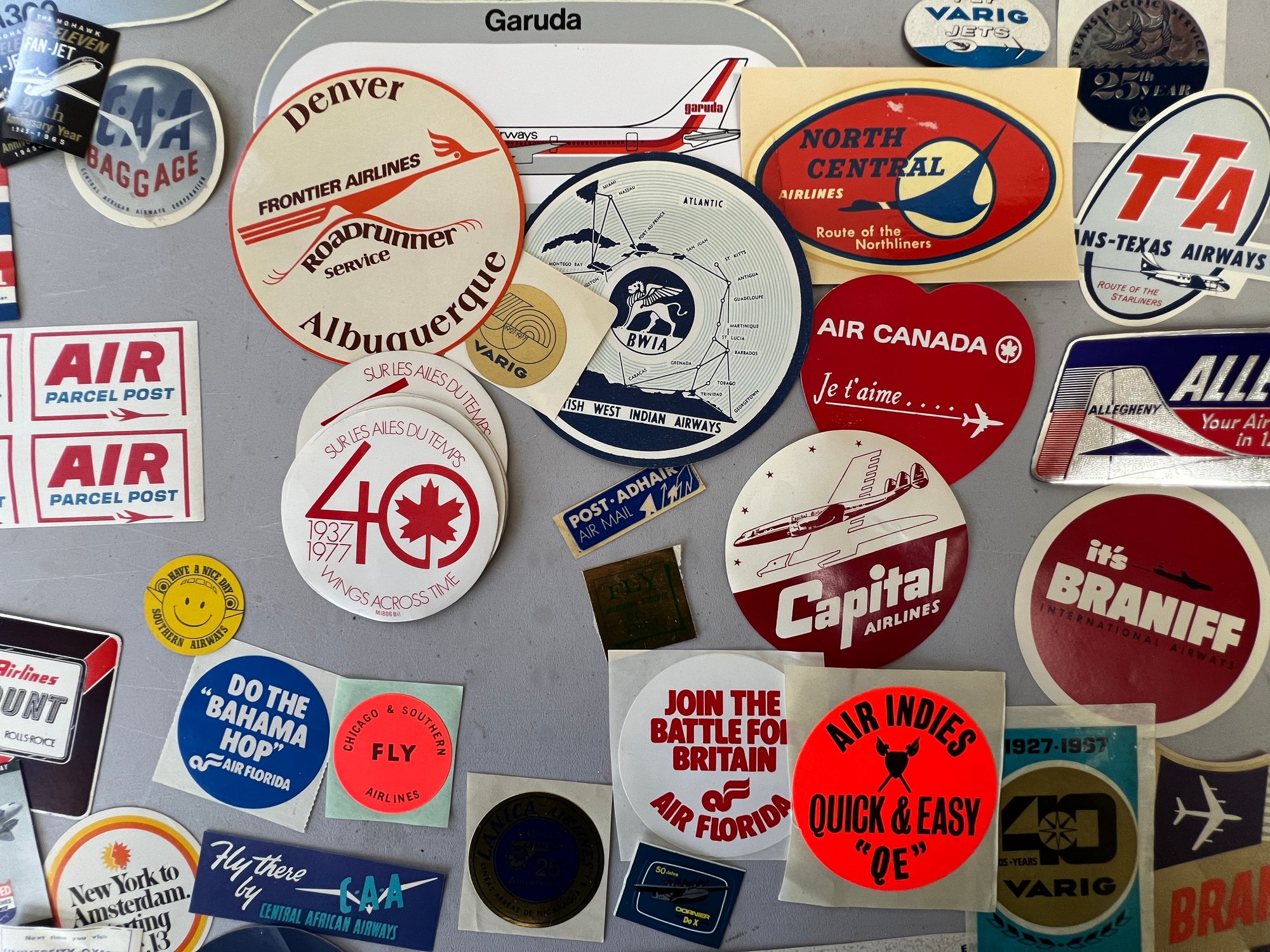 Large Vintage Collection Of Commercial Airline Stickers- Shippable ...