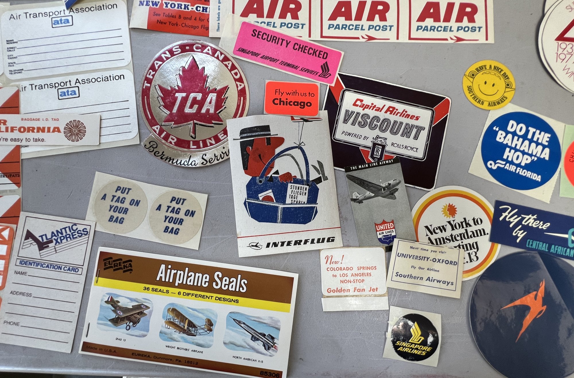Large Vintage Collection Of Commercial Airline Stickers- Shippable ...