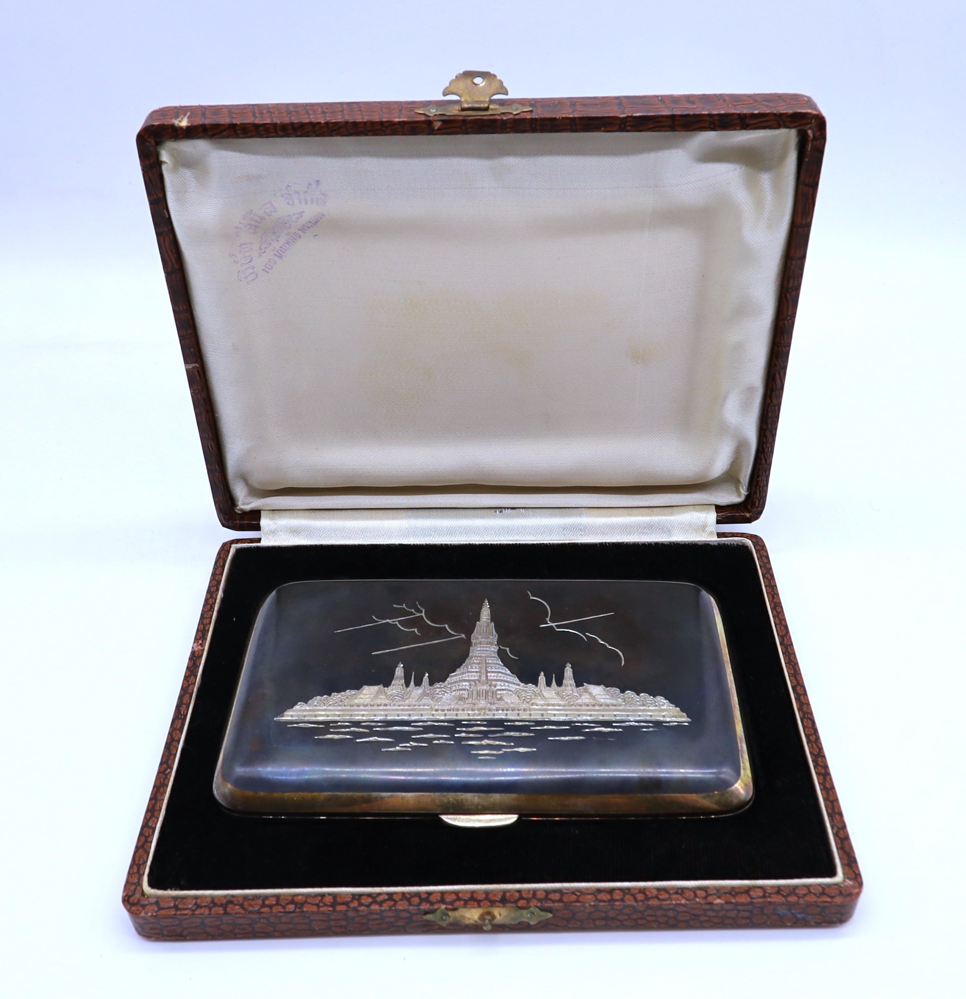 Sterling Silver Niello Siam Vintage Case With Original Box-139 Grams ...