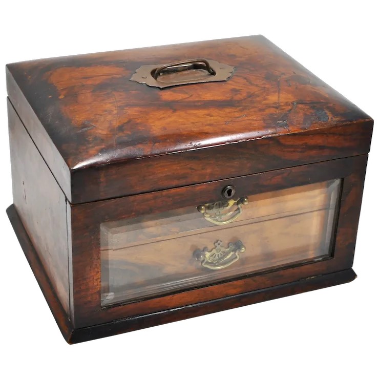 Antique Victorian Burr Walnut Table Top Collectors Cabinet 1880s #2136 ...