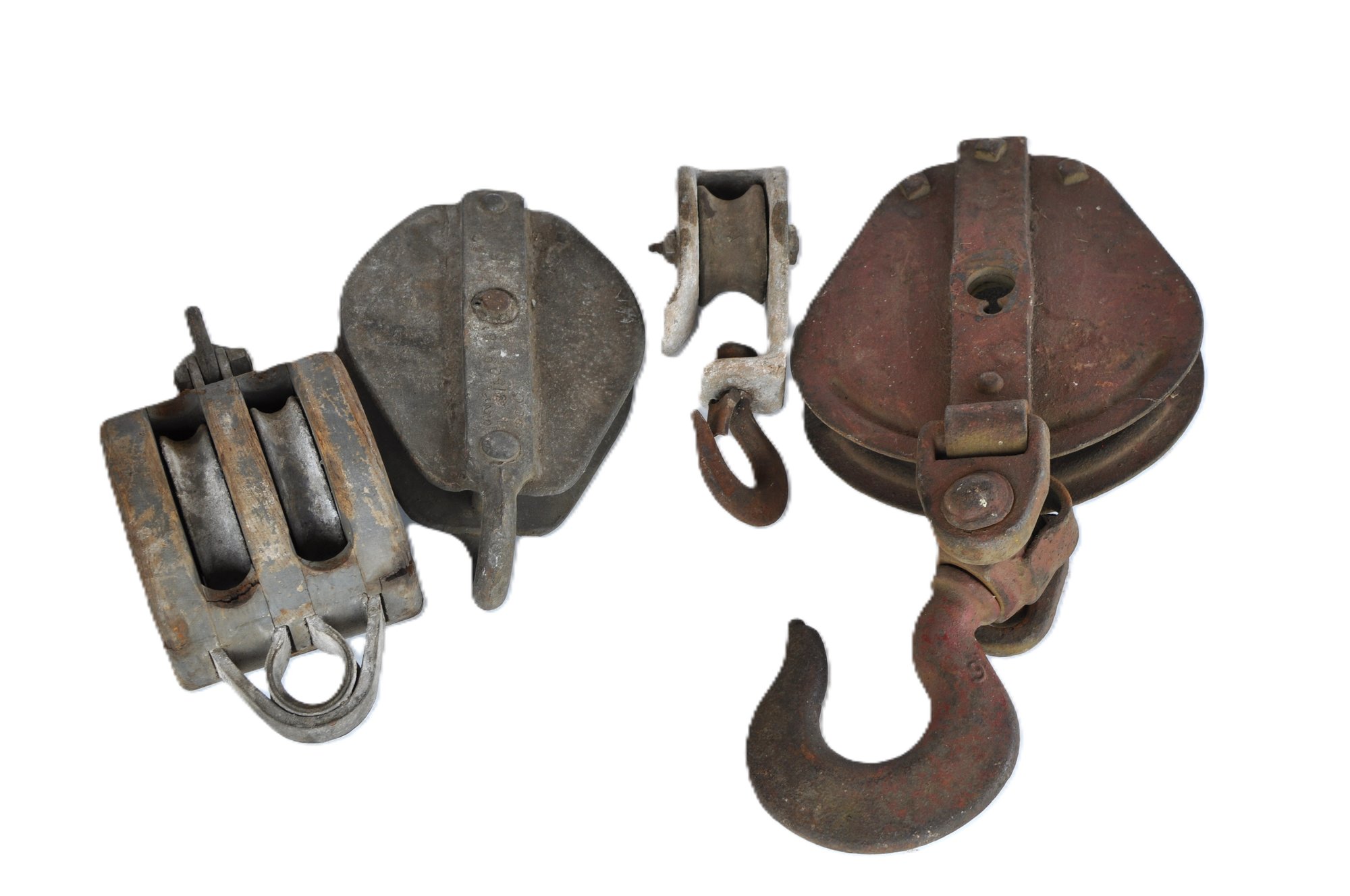 Lot 4 Antique Wooden & Iron Nautical Ship Blocks Rustic Maritime Decor ...