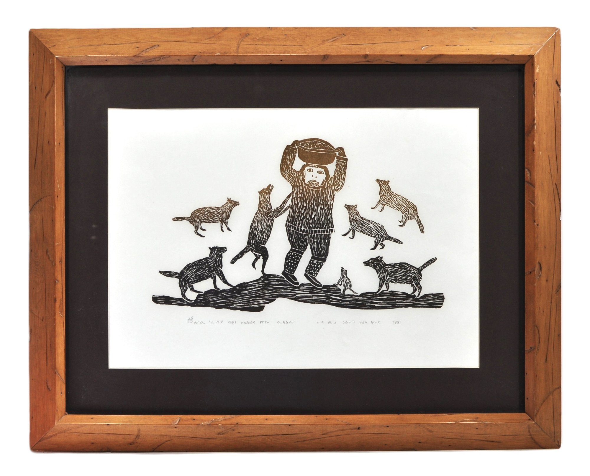 Pitseolak Niviaqsi (1947-2015) Feeding The Dogs Inuit Print, 1981 Cape ...