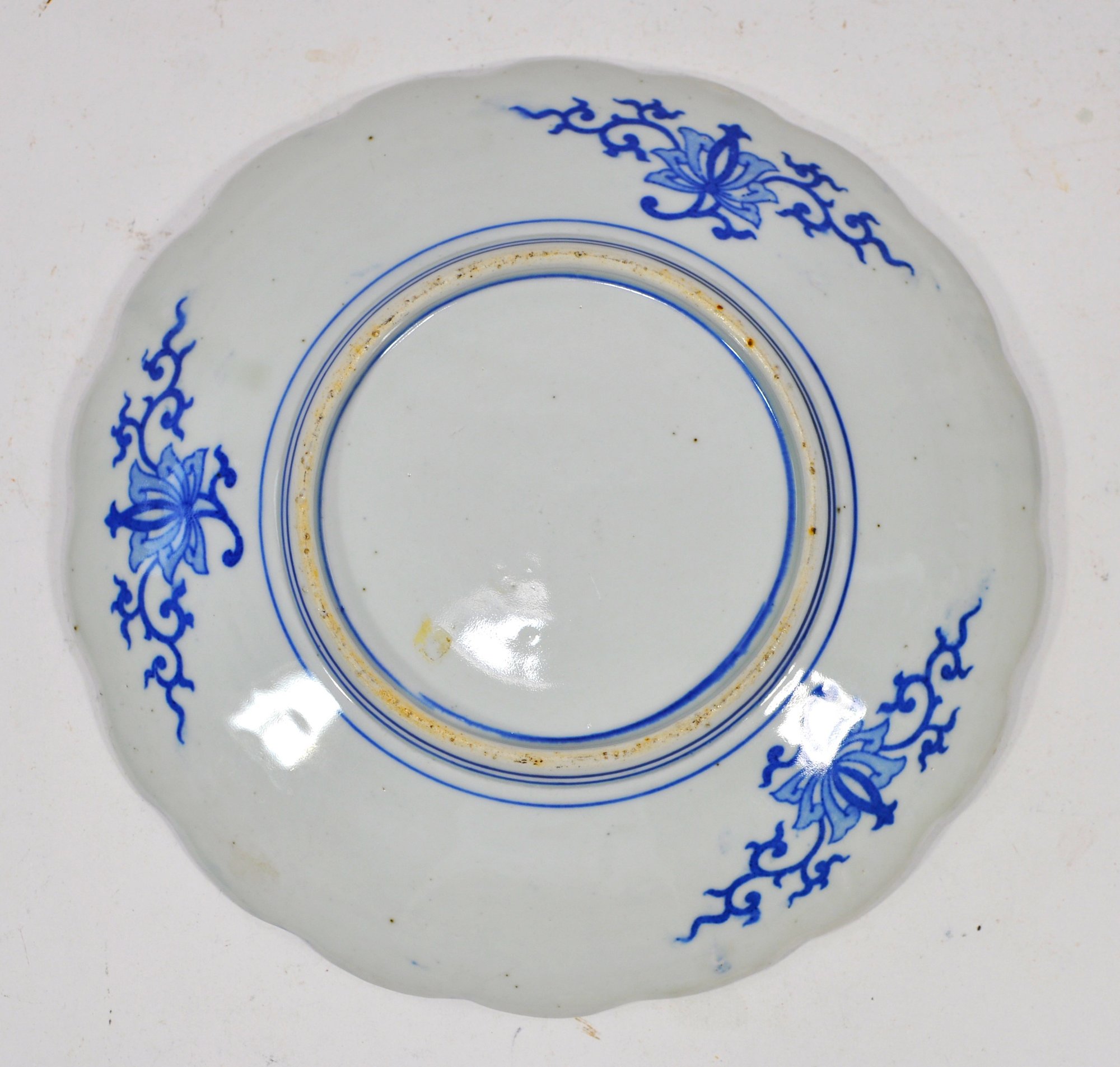 Antique 19th C. Chinese Blue & White Porcelain Plate Peony Scroll ...