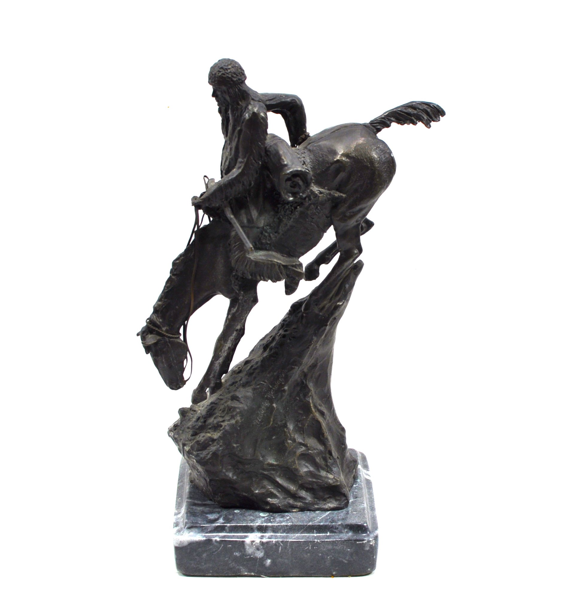 Vintage Frederic Remington " Mountain Man" Bronze Statue On Marble ...