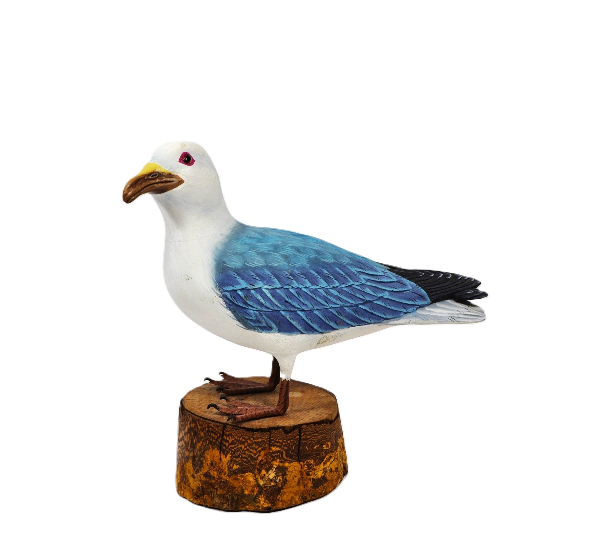 Hand Carved & Painted Seagull Decoy On Burl Wood Base #3283 ...