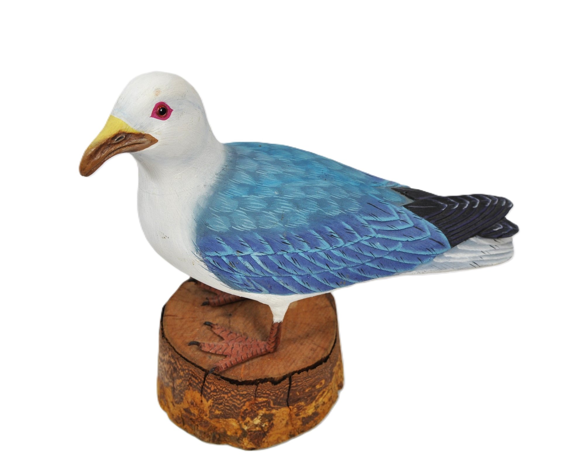 Hand Carved & Painted Seagull Decoy On Burl Wood Base #3283 ...