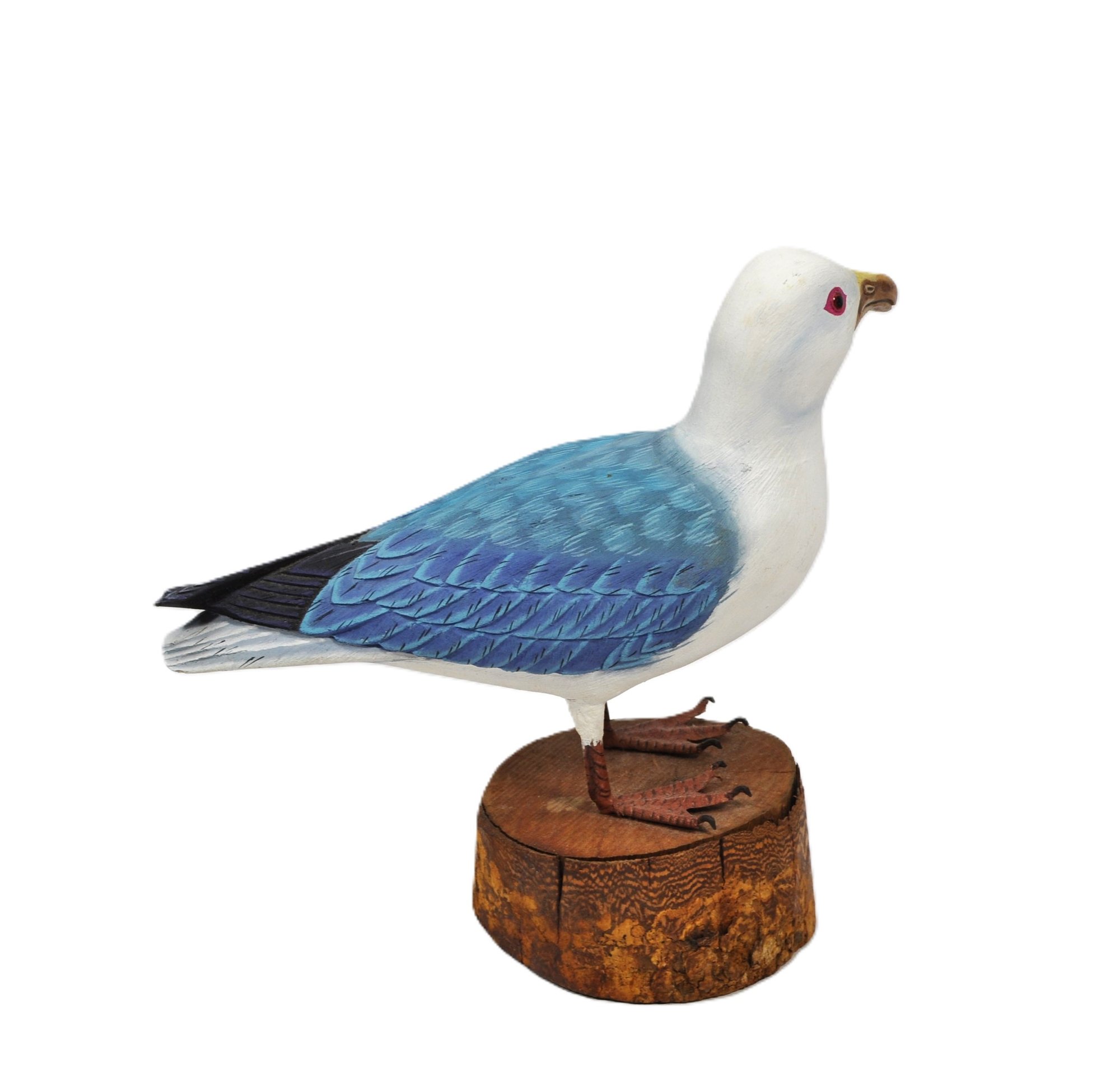 Hand Carved & Painted Seagull Decoy On Burl Wood Base #3283 ...