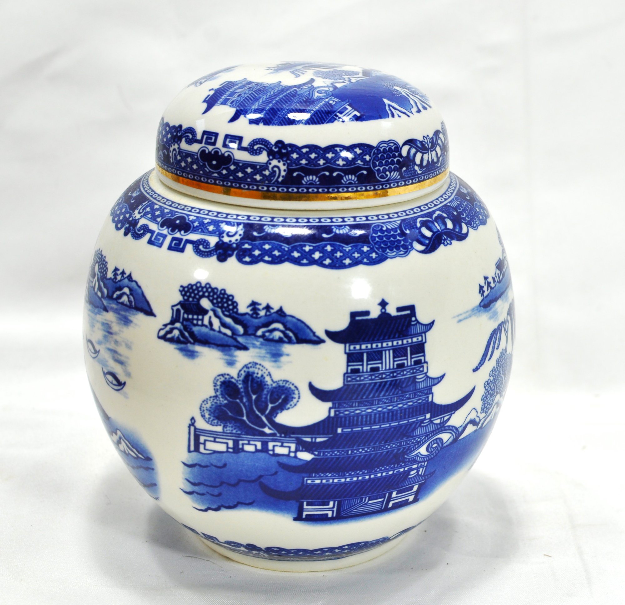 Vintage Ringtones Ginger Jar Blue Willow Tea Caddy By James Sadler ...