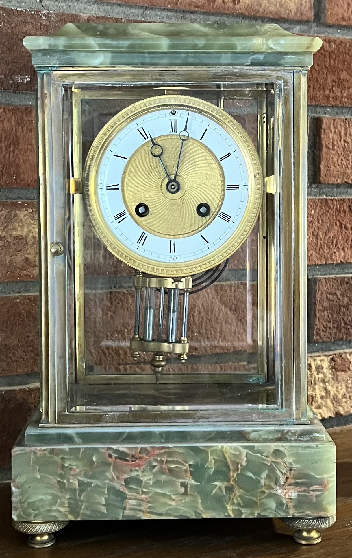 Vintage Green Onyx Marque Depose Made In France Mantle Clock With ...